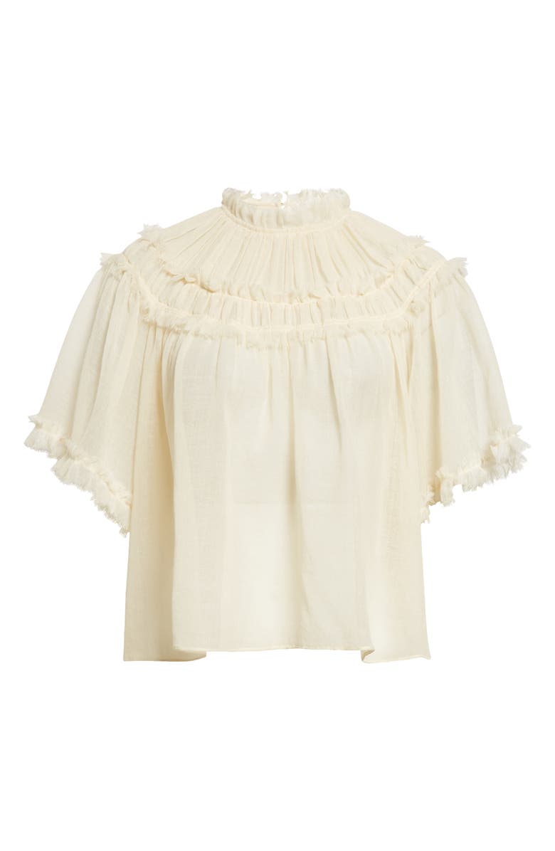Ulla Johnson Zuri Ruffle Wool Gauze Ruched Top | Nordstromrack