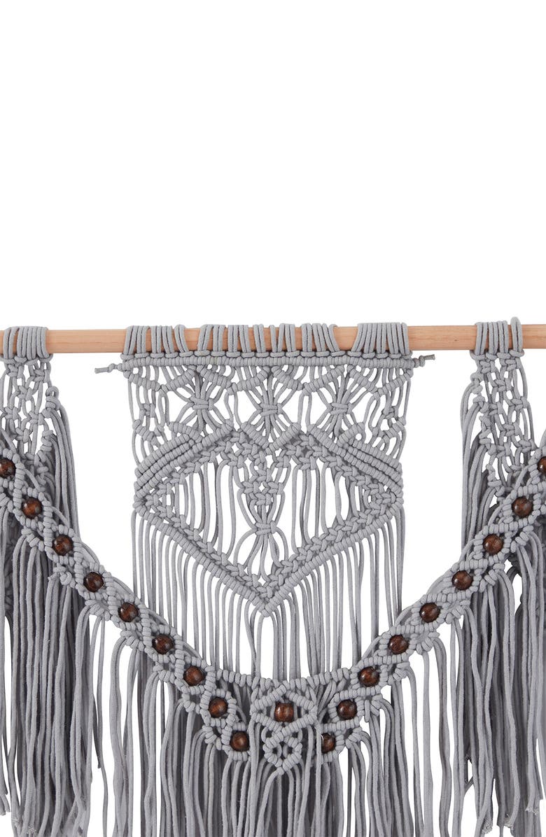 GINGER BIRCH STUDIO Gray Cotton Intricately Weaved Macrame Wall Decor ...