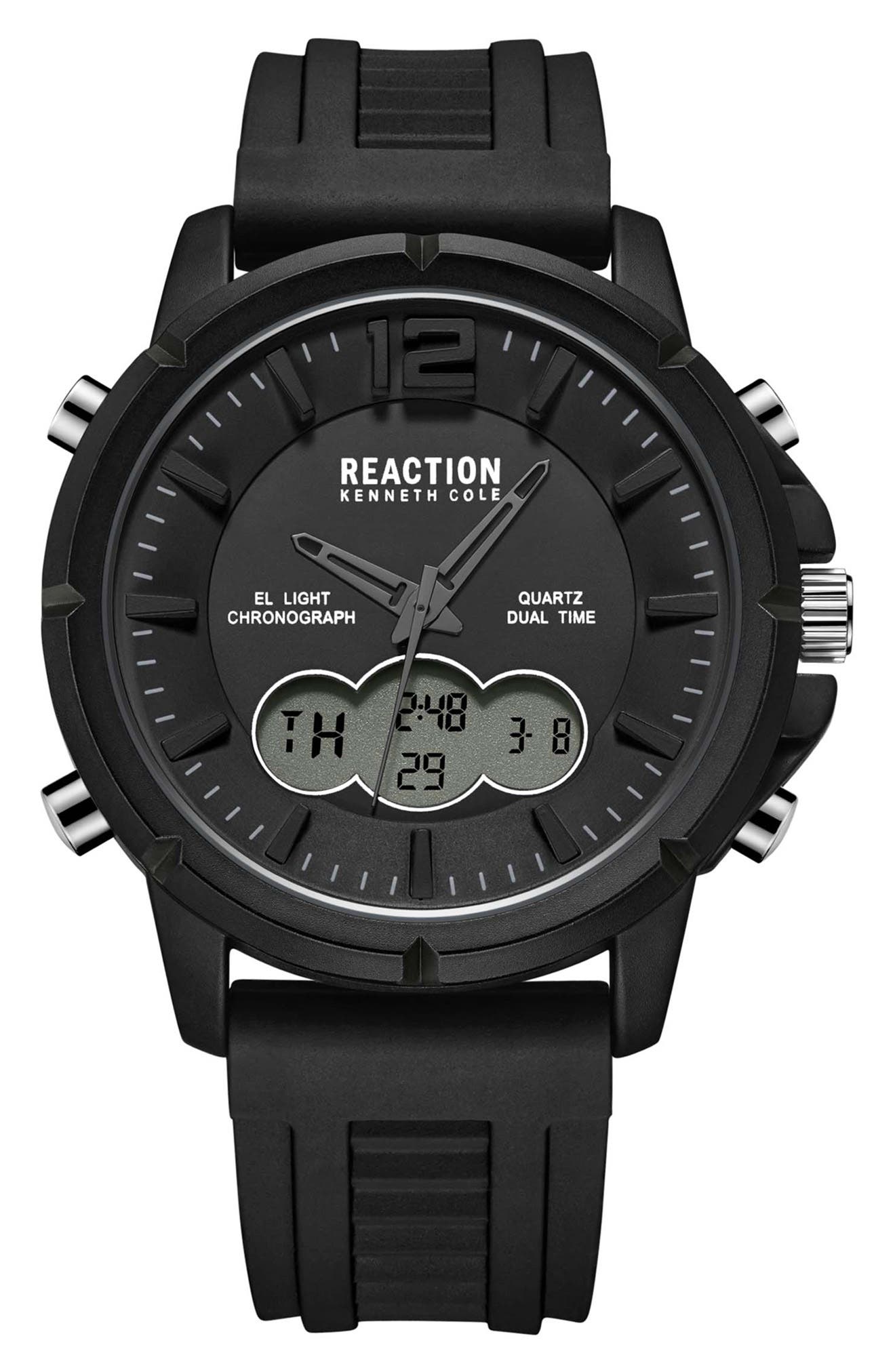 Kenneth Cole Reaction Ana-Digi Business Casual Silicone Strap Watch ...