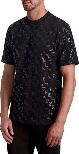 Karl Lagerfeld Paris White Label Allover Logo Organic Cotton T-Shirt ...