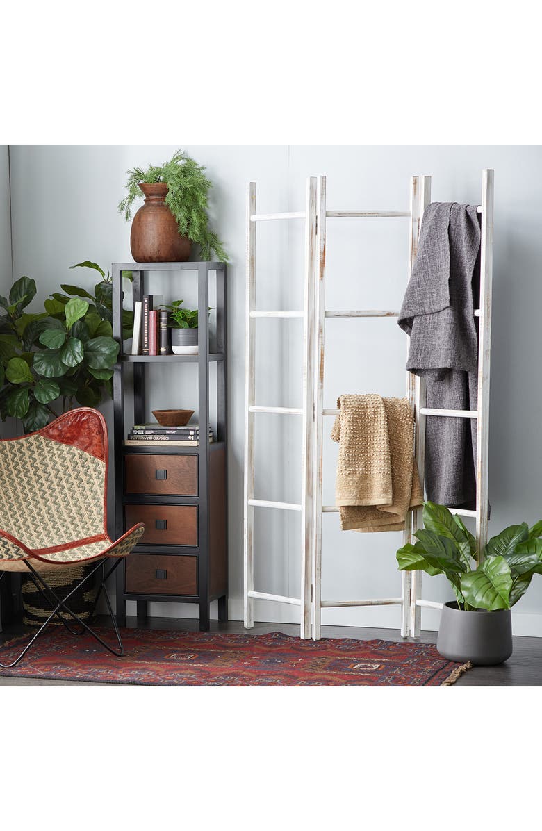 GINGER BIRCH STUDIO White Wood 15 Rack Ladder with 3 Panels | Nordstromrack