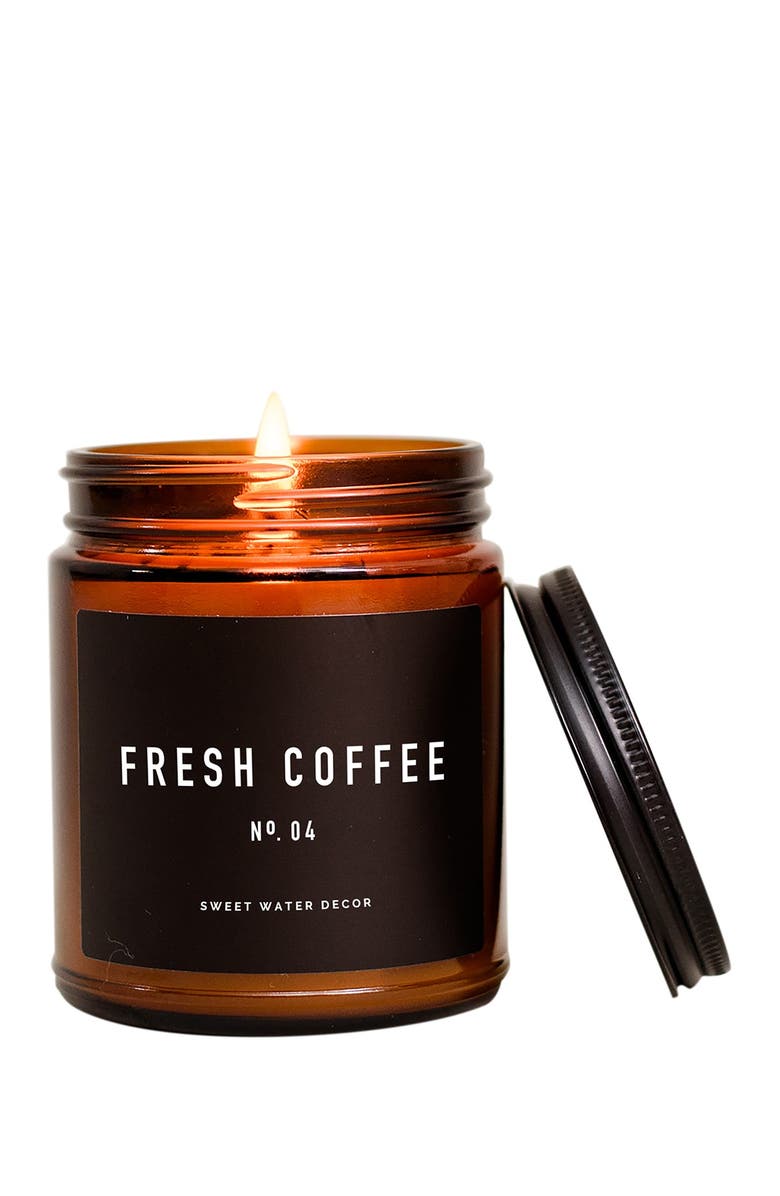 SWEET WATER DECOR Fresh Coffee Amber Jar 9 oz. Soy Candle - Set of 2 ...