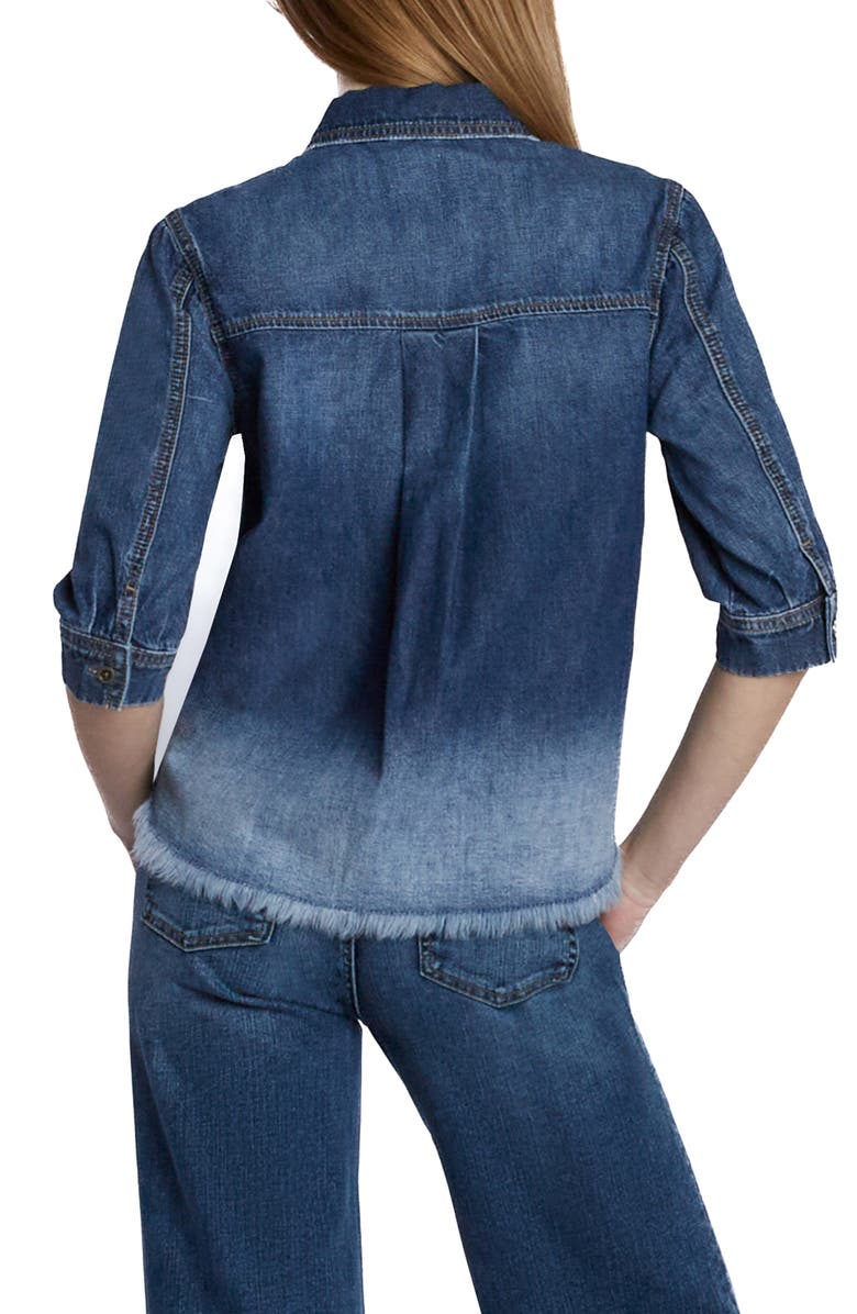 Wash Lab Denim Everyday Fray Hem Denim Shirt | Nordstrom