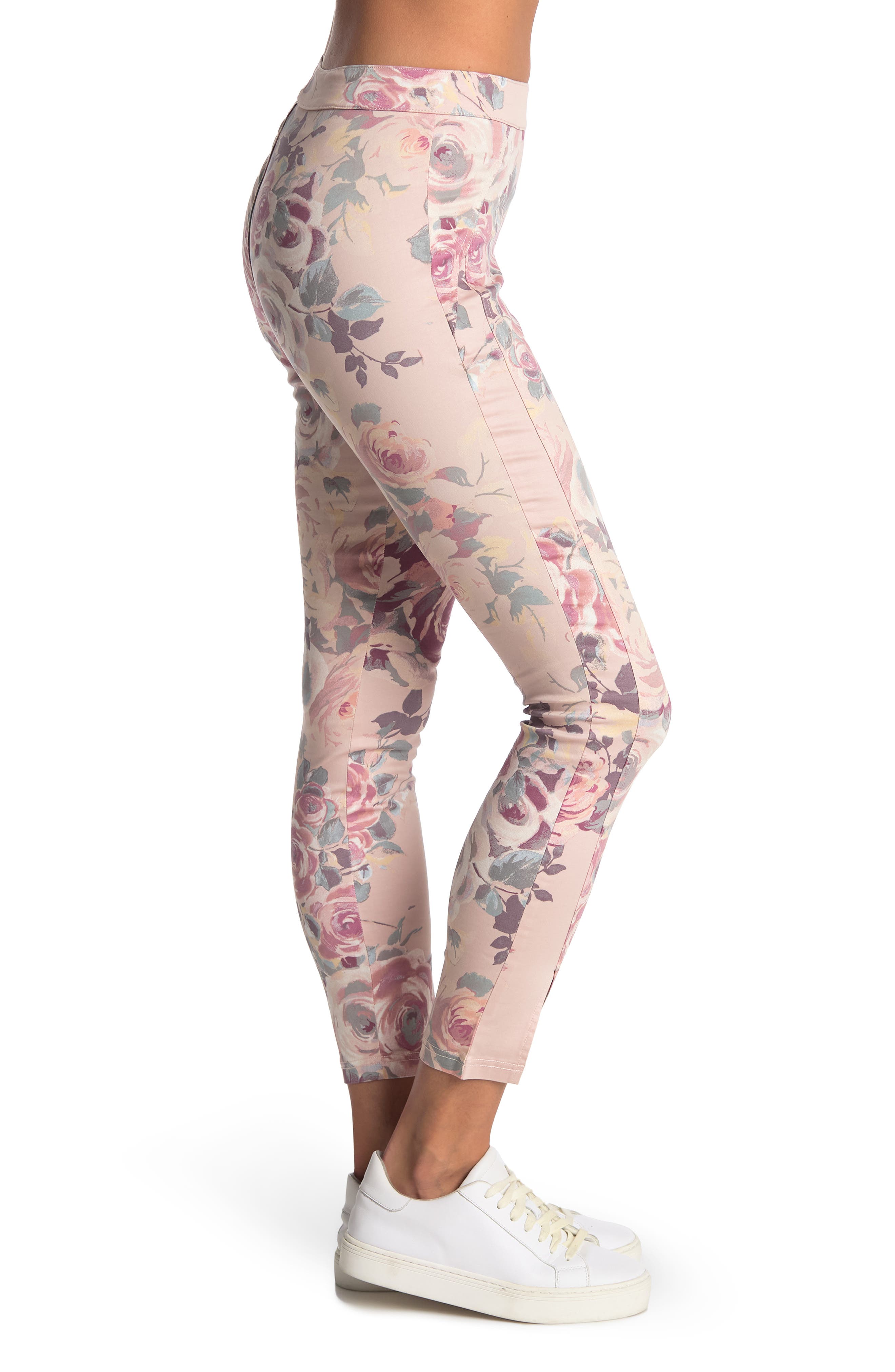 Hue Watercolor Rose Sateen High Waist Skimmer Leggings | Nordstromrack