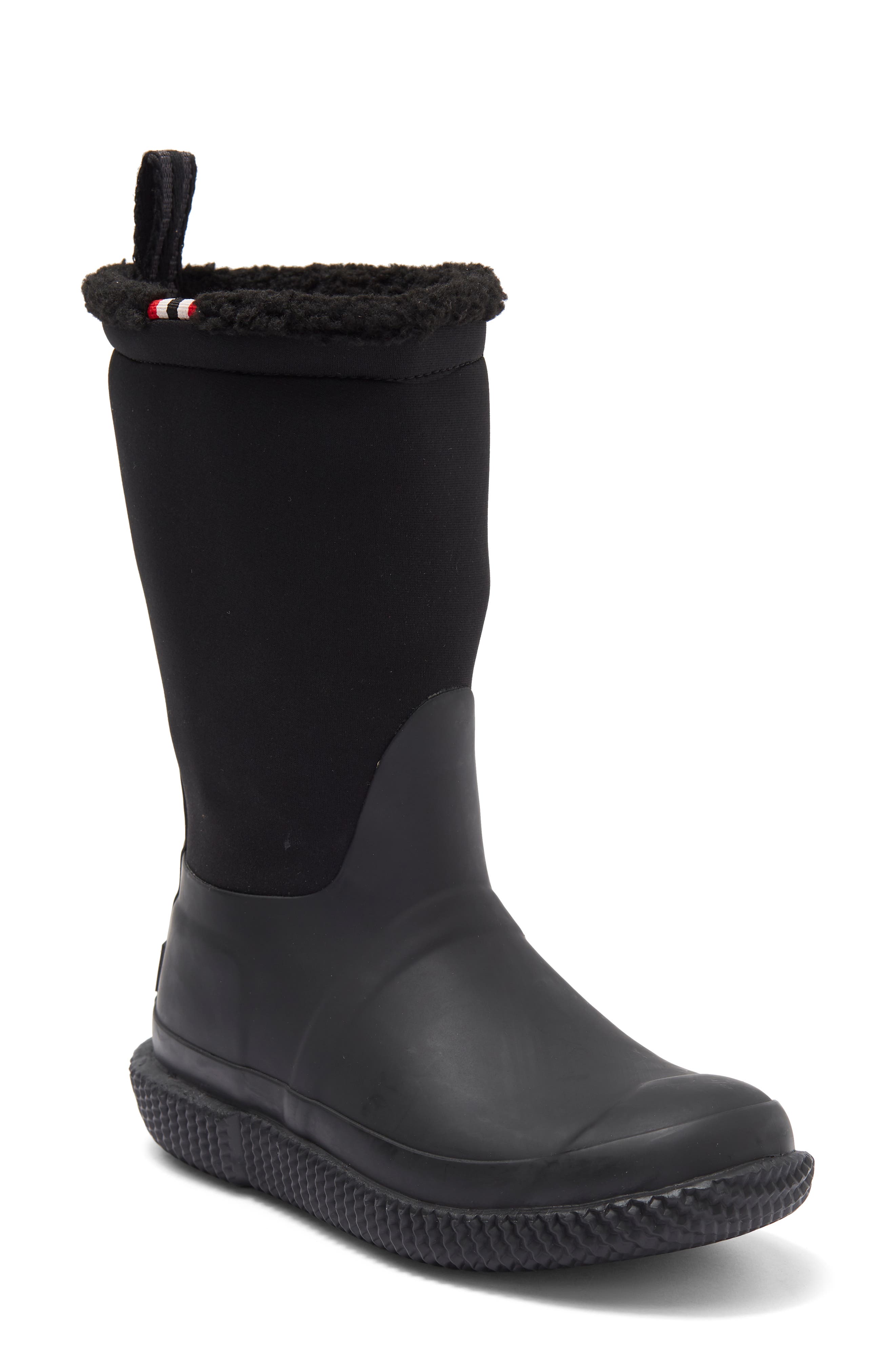 Hunter Roll Top Webbing Faux Shearling Lined Boot (Women) | Nordstrom