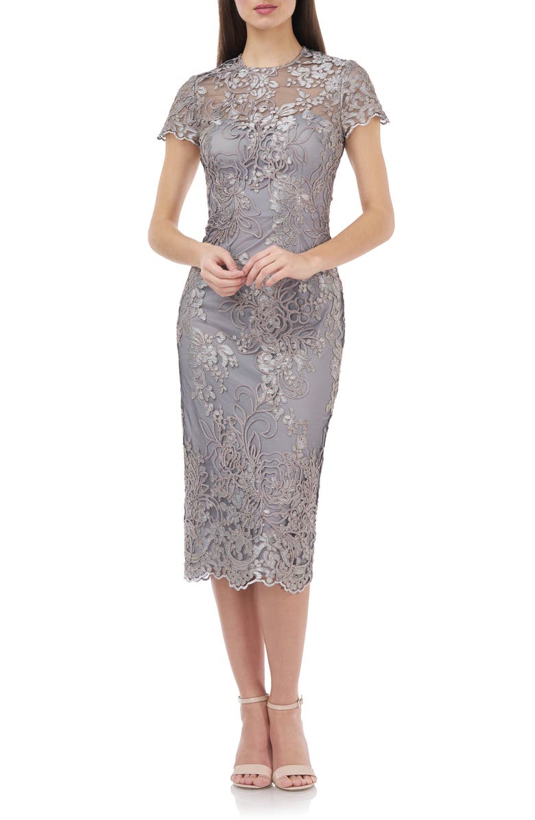 JS Collections Illusion Lace Midi Cocktail Dress | Nordstromrack
