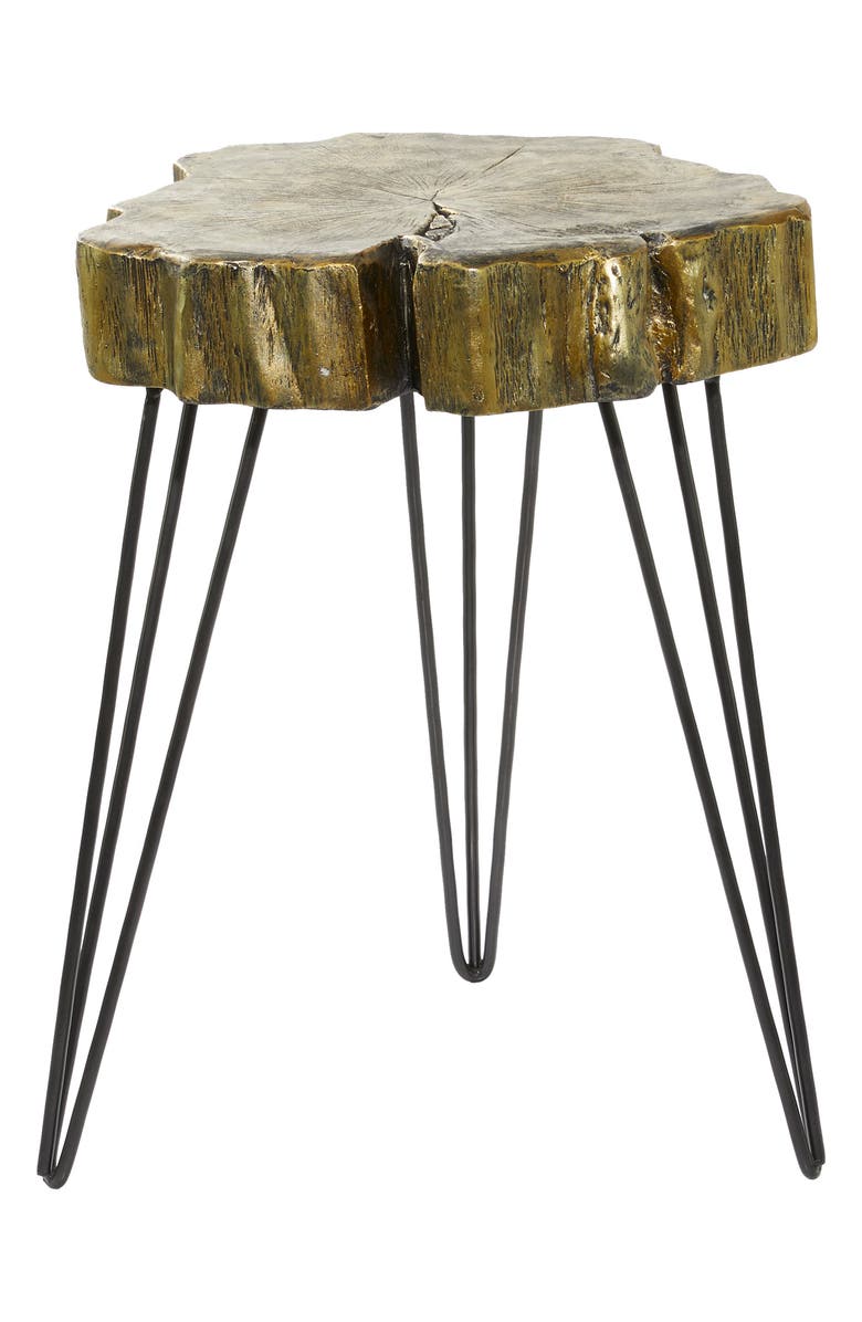 GINGER BIRCH STUDIO Goldtone Polystone Tree Trunk Accent Table with ...