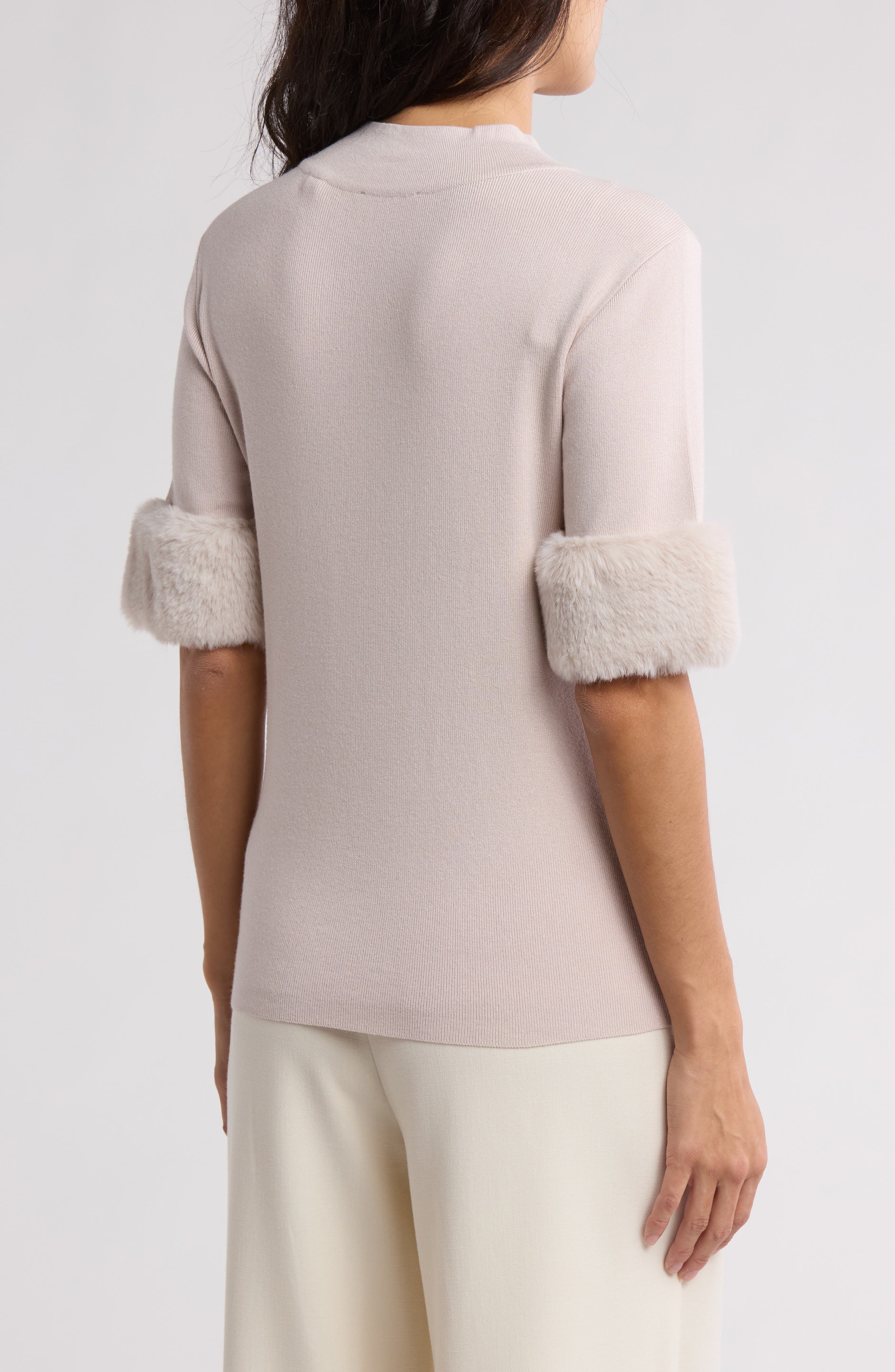 T Tahari Faux Fur Elbow Sleeve Top | Nordstromrack
