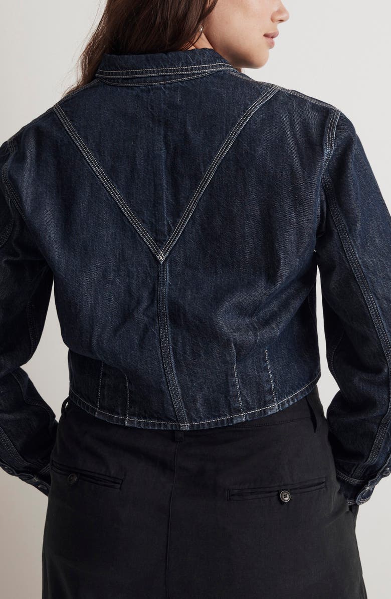 Madewell Denim Pleated Crop Button-Up Shirt | Nordstrom