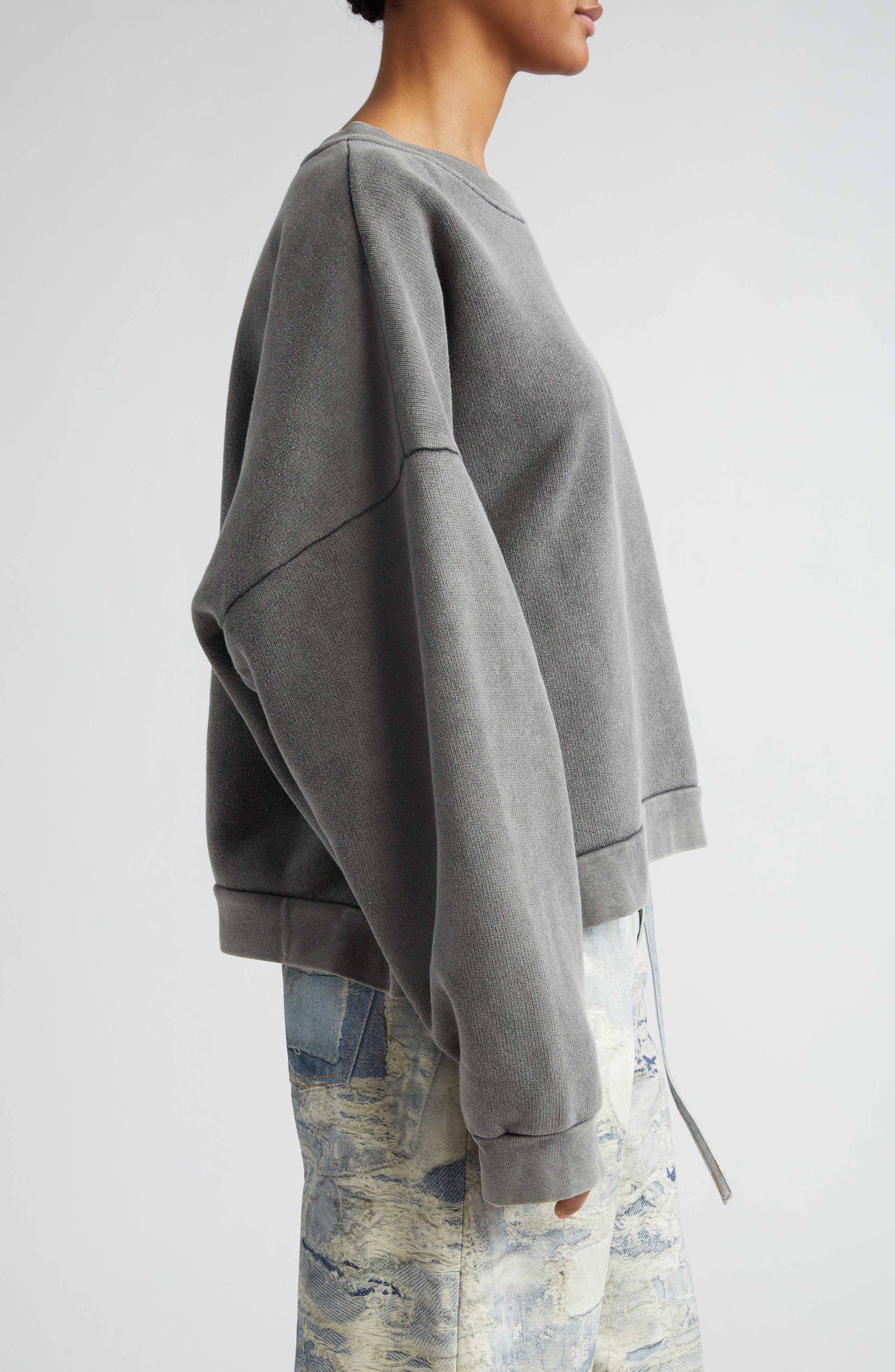 Acne Studios Fester Logo Patch Oversize Cotton Sweatshirt | Nordstrom