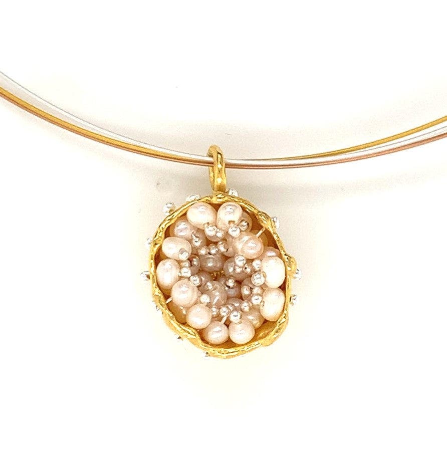 Esin Akan Dance of Stamens Necklace Midi, Gold plated Hollow Bezel with ...