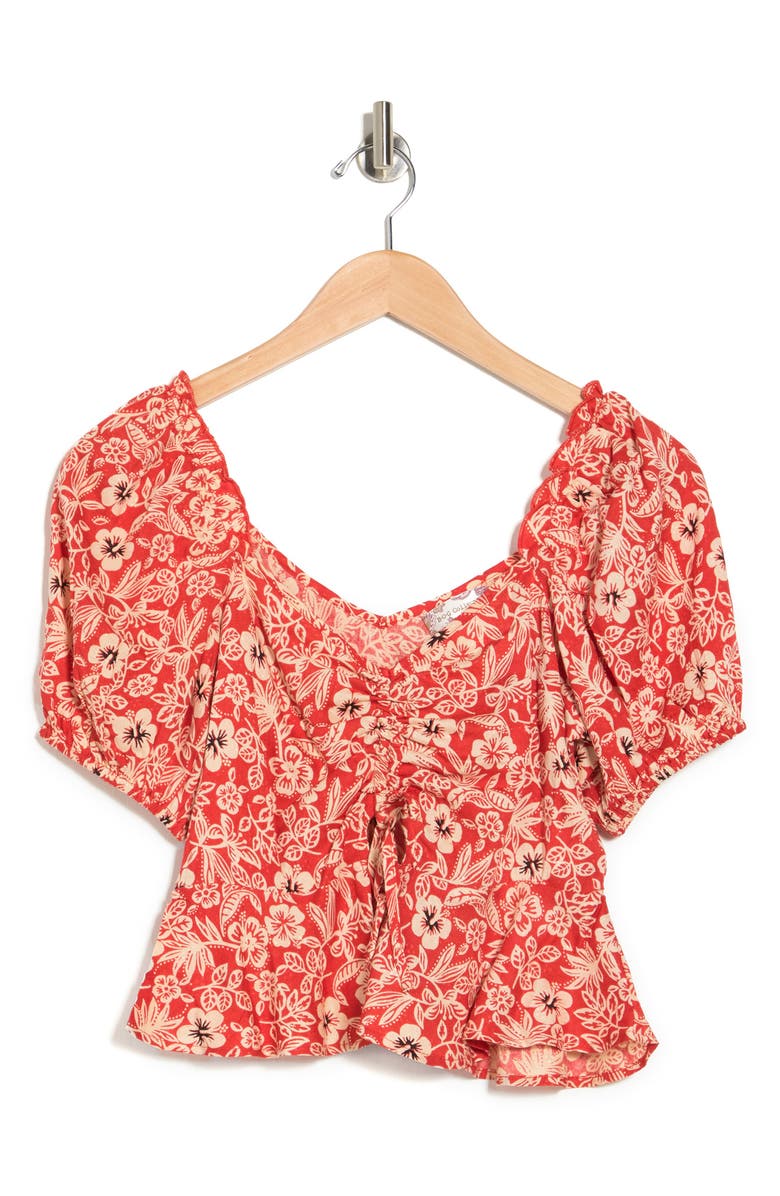 B.O.G. Collective Clover Floral Tie Crop Top | Nordstromrack