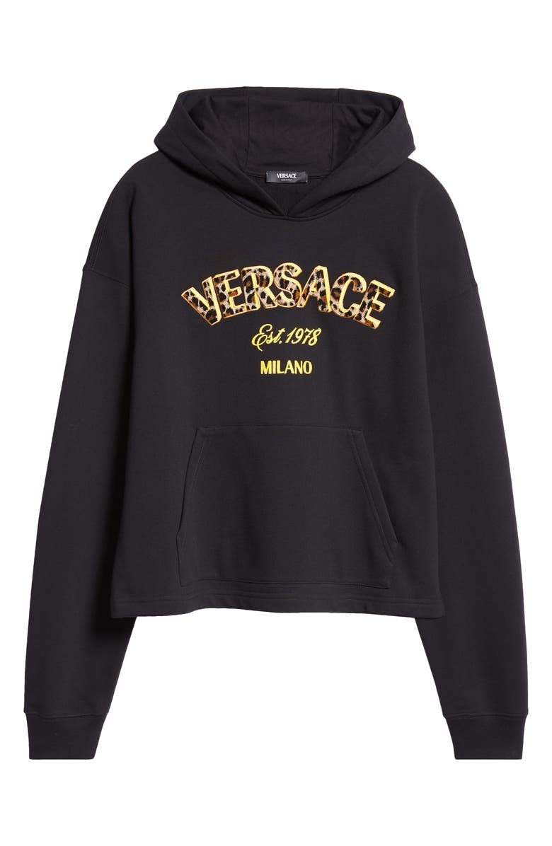 Versace Leopard Spot Logo Cotton Hoodie | Nordstromrack