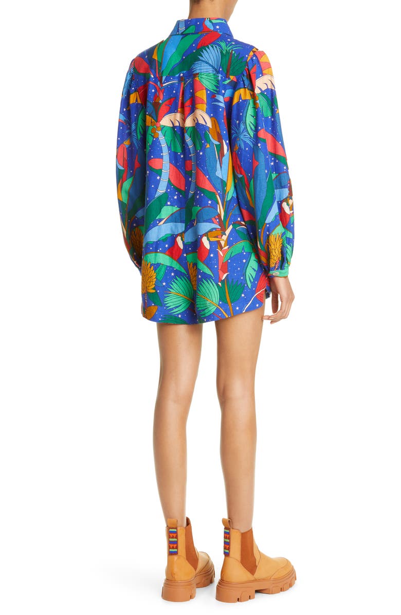 FARM Rio Colorful Forest Long Sleeve Linen Blend Romper | Nordstromrack