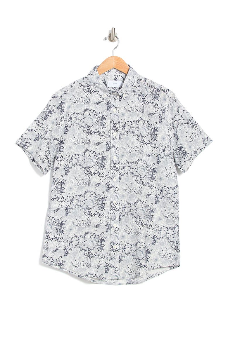 Onia Jack Linen Blend Foliage Print Slim Fit Shirt | Nordstromrack