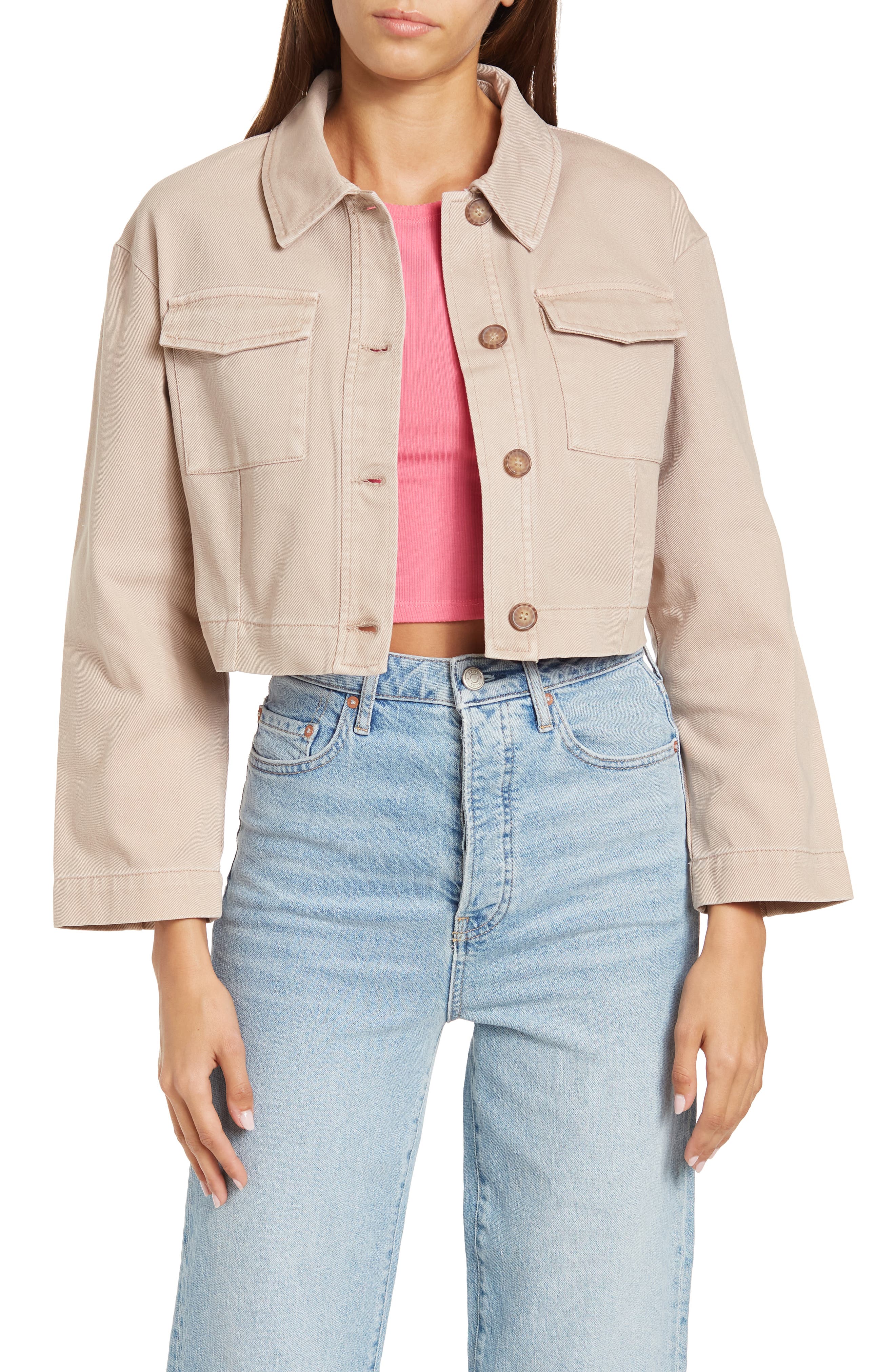 BCBGeneration Crop Cotton Twill Jacket | Nordstromrack