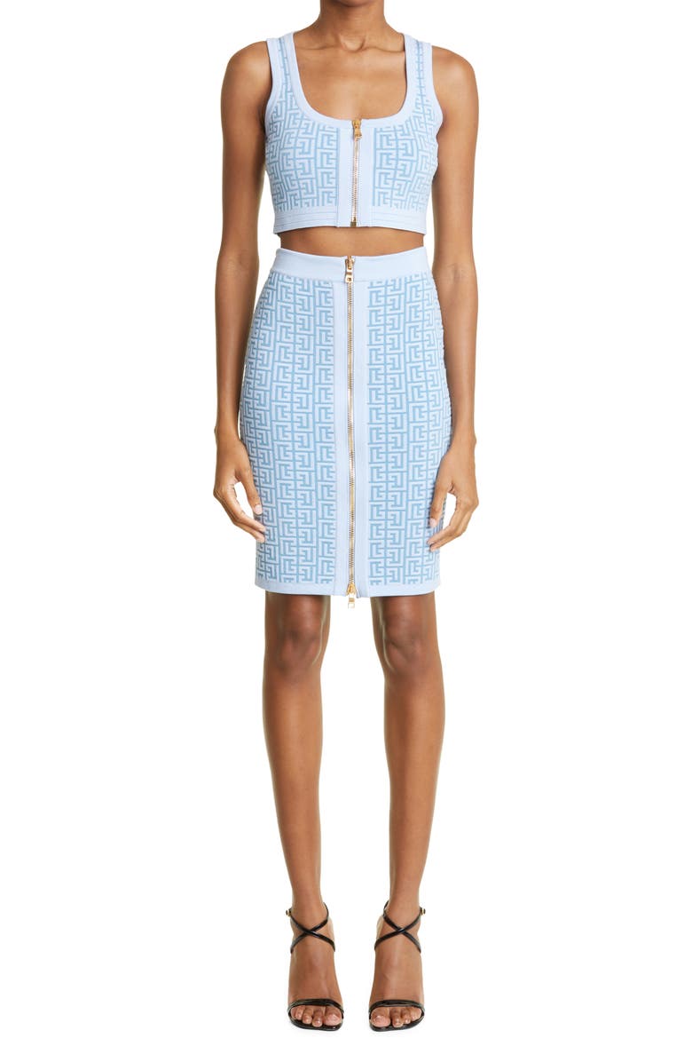 Balmain Monogram Knit Wool Crop Tank | Nordstrom