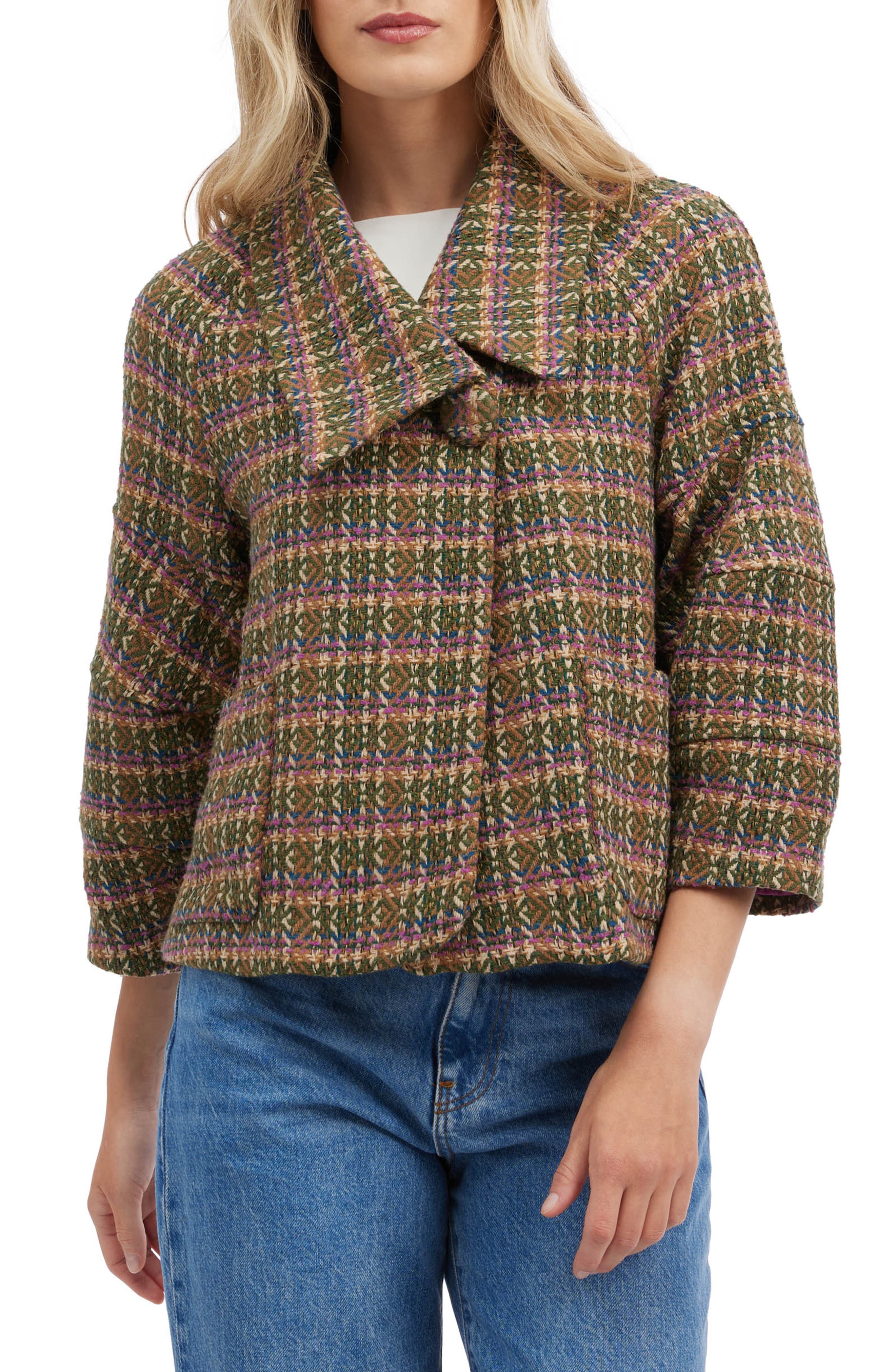 Three Quarter Sleeve Bouclé Coat (Women) | Nordstromrack