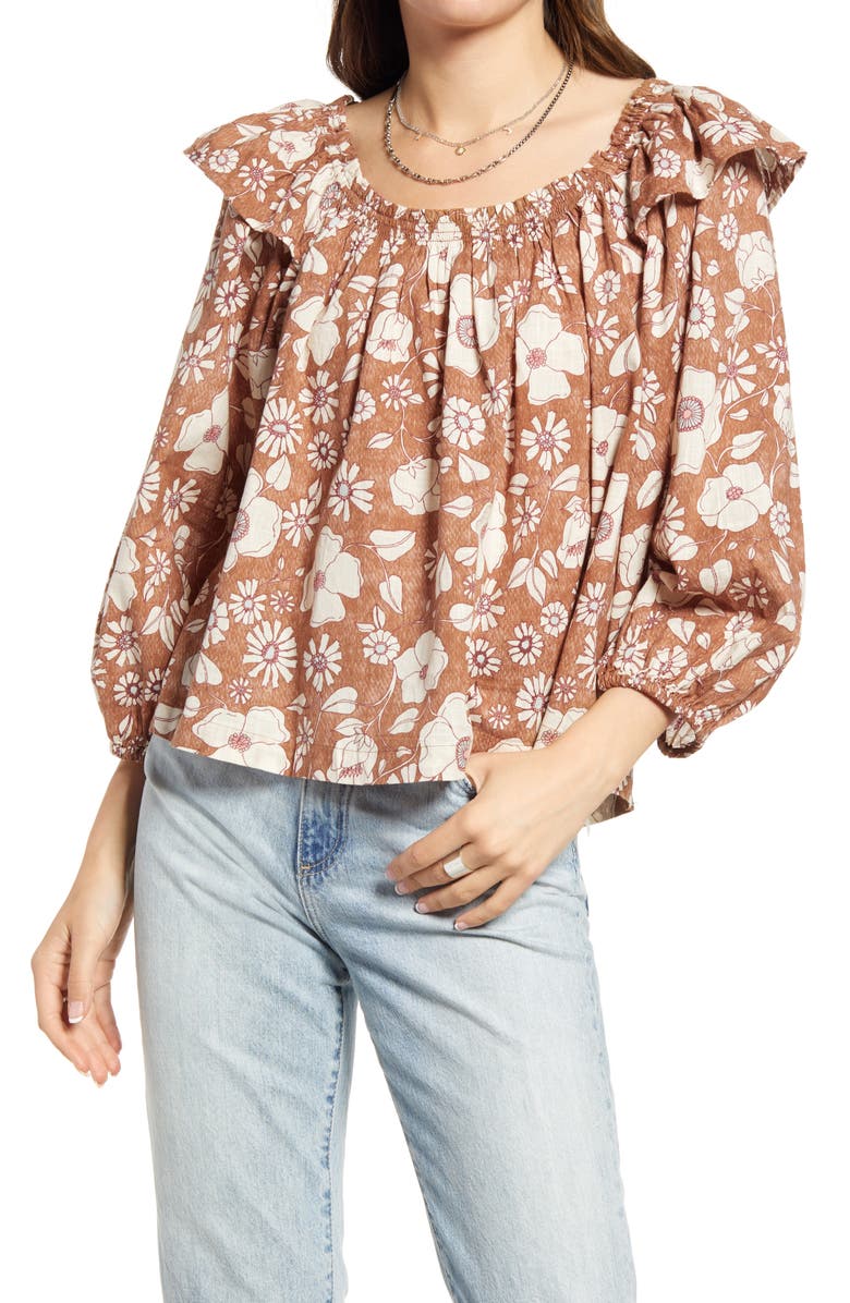 Free People Miss Daisy Ruffle Print Top | Nordstromrack