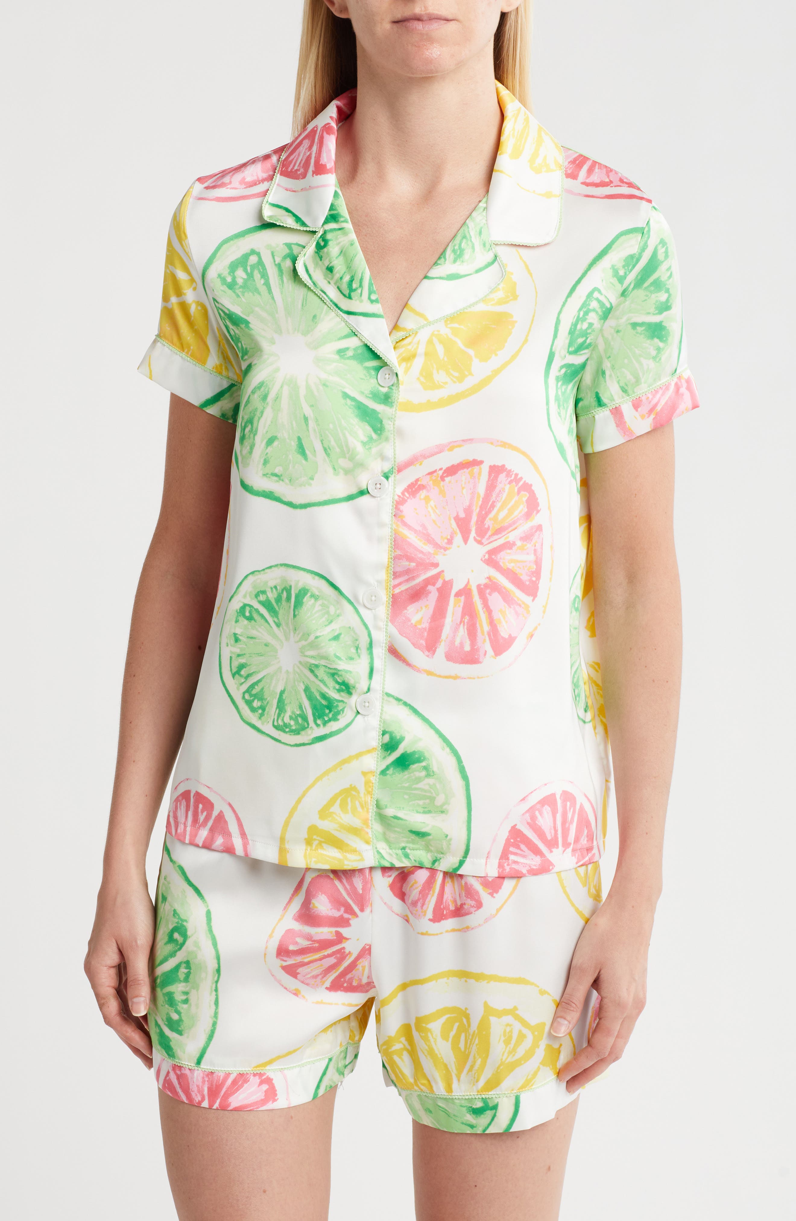 JACLYN Satin Short Sleeve Top & Pants Pajamas | Nordstromrack