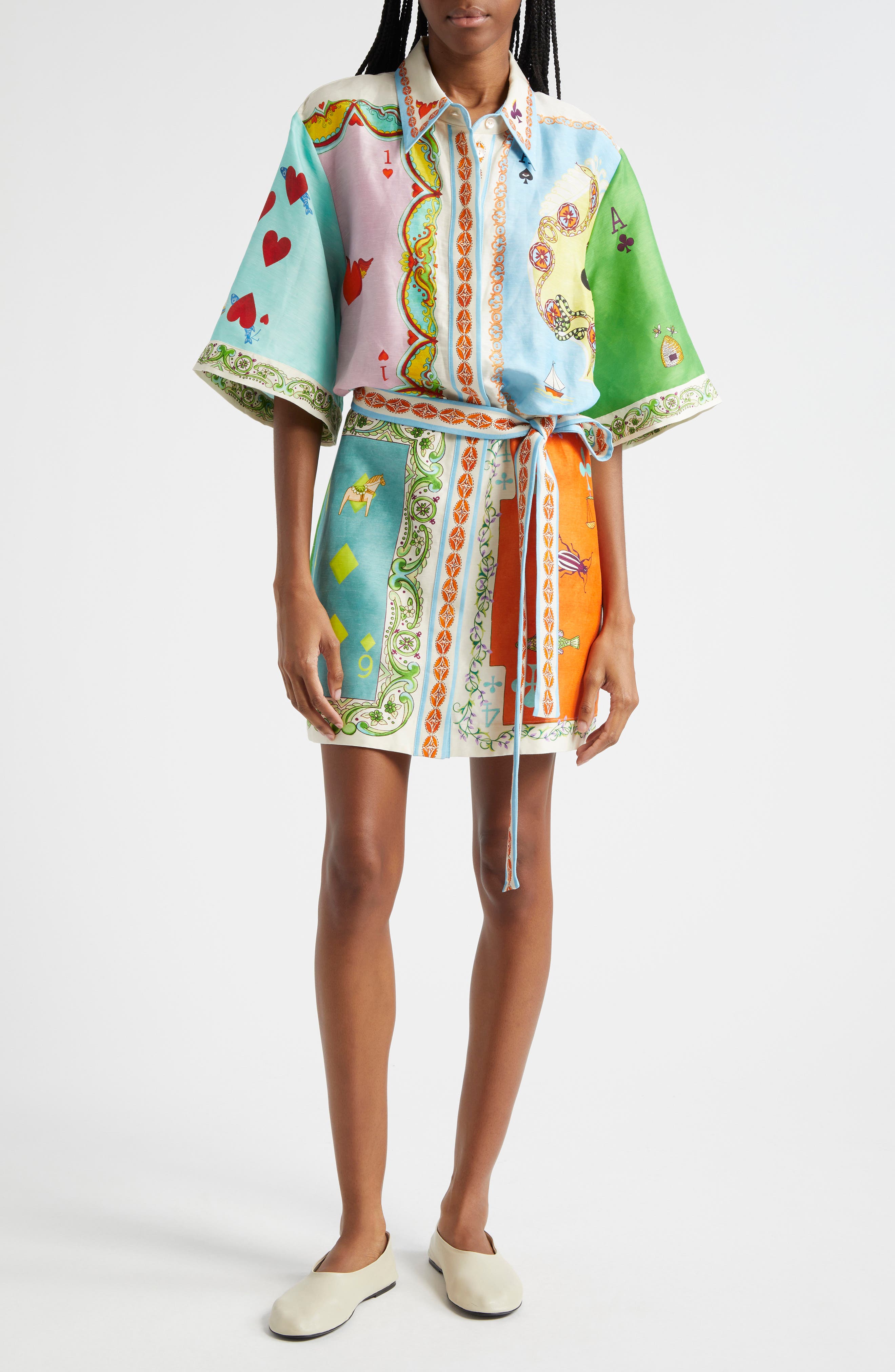 ALEMAIS Rummy Linen Blend Mini Shirtdress | Nordstrom