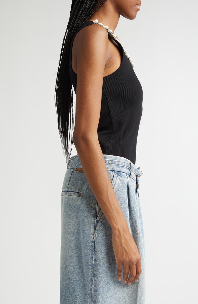 Zimmermann Crystal & Shell Embellished Stretch Cotton Rib Tank ...
