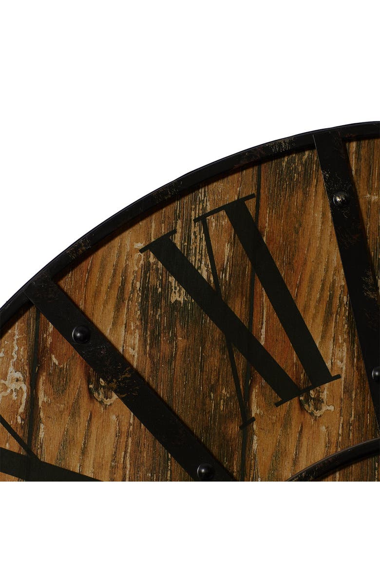 WILLOW ROW Brown Wood Wall Clock with Black Accents | Nordstromrack