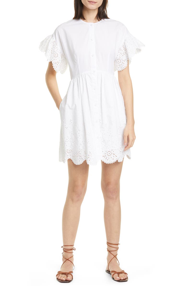 La Vie Rebecca Taylor Short Sleeve Cotton Eyelet Minidress | Nordstromrack