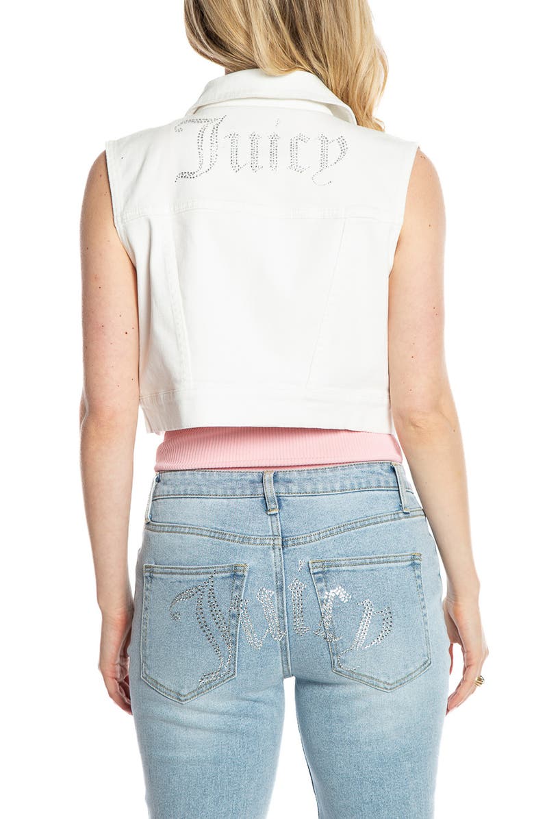Juicy Couture Logo Rhinestone Crop Denim Vest | Nordstromrack
