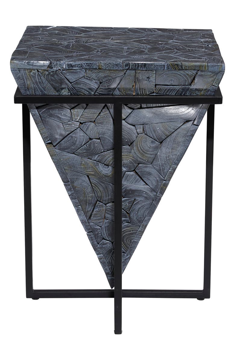 GINGER BIRCH STUDIO Gray Teak Wood Contemporary Accent Table with Black ...