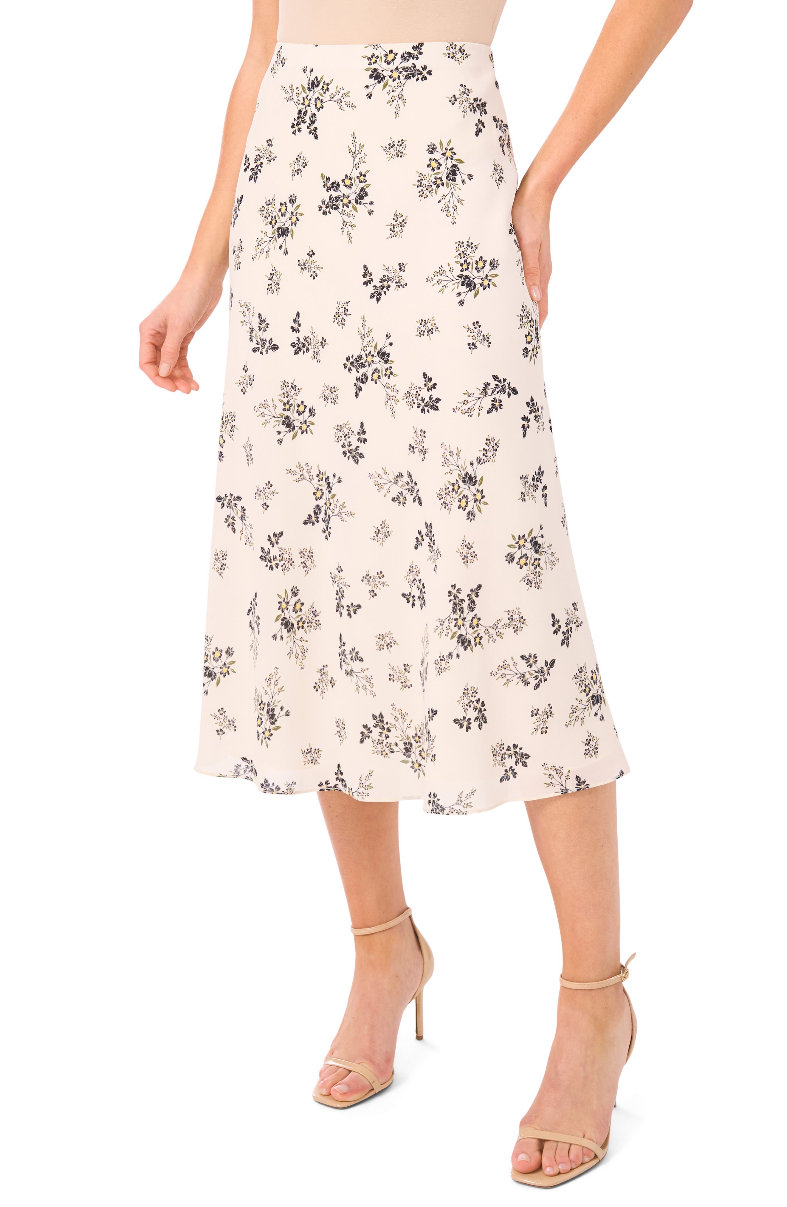CeCe Bias Cut Satin Midi Skirt | Nordstrom