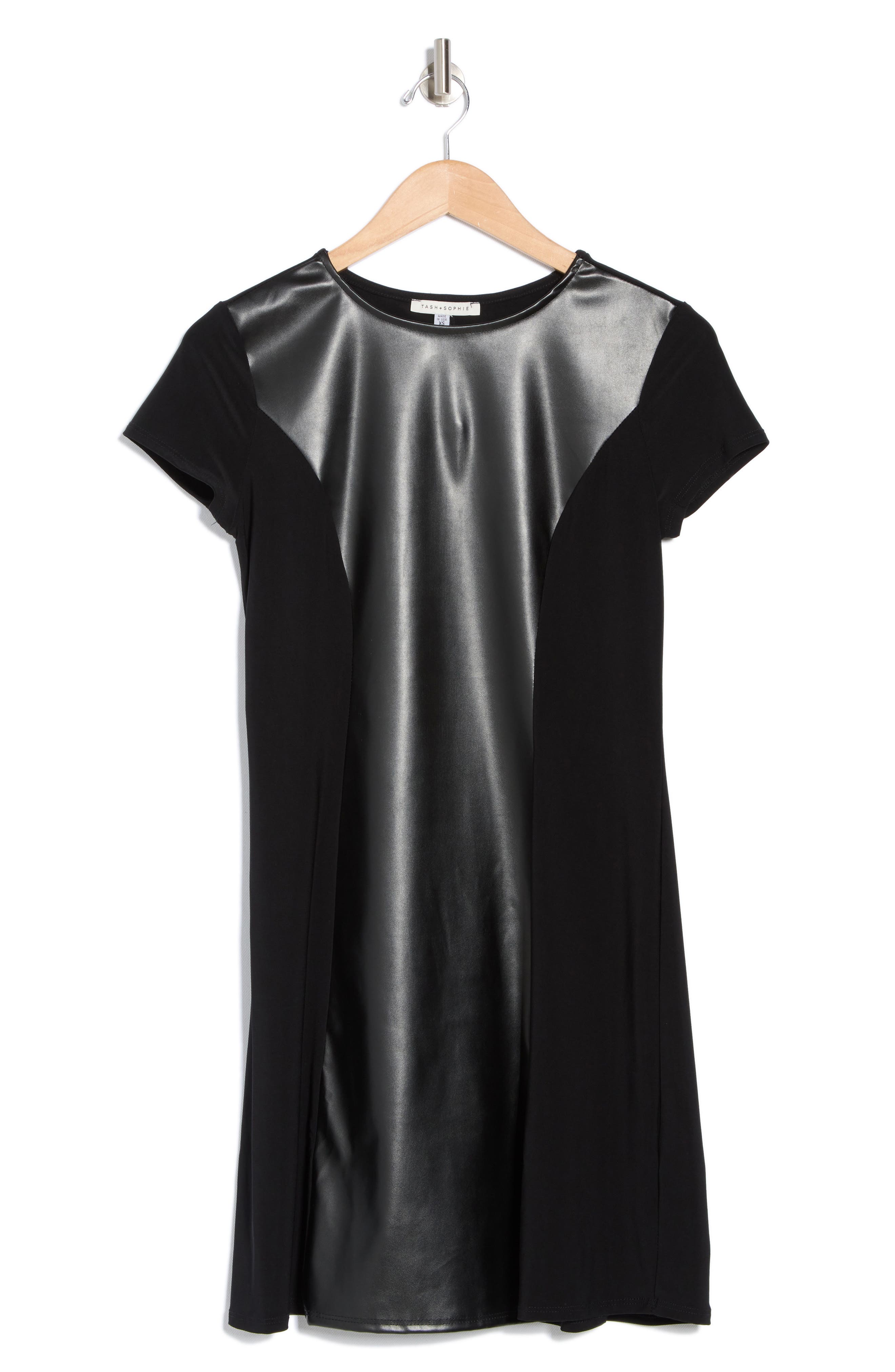 TASH AND SOPHIE Faux Leather A-Line Dress | Nordstromrack