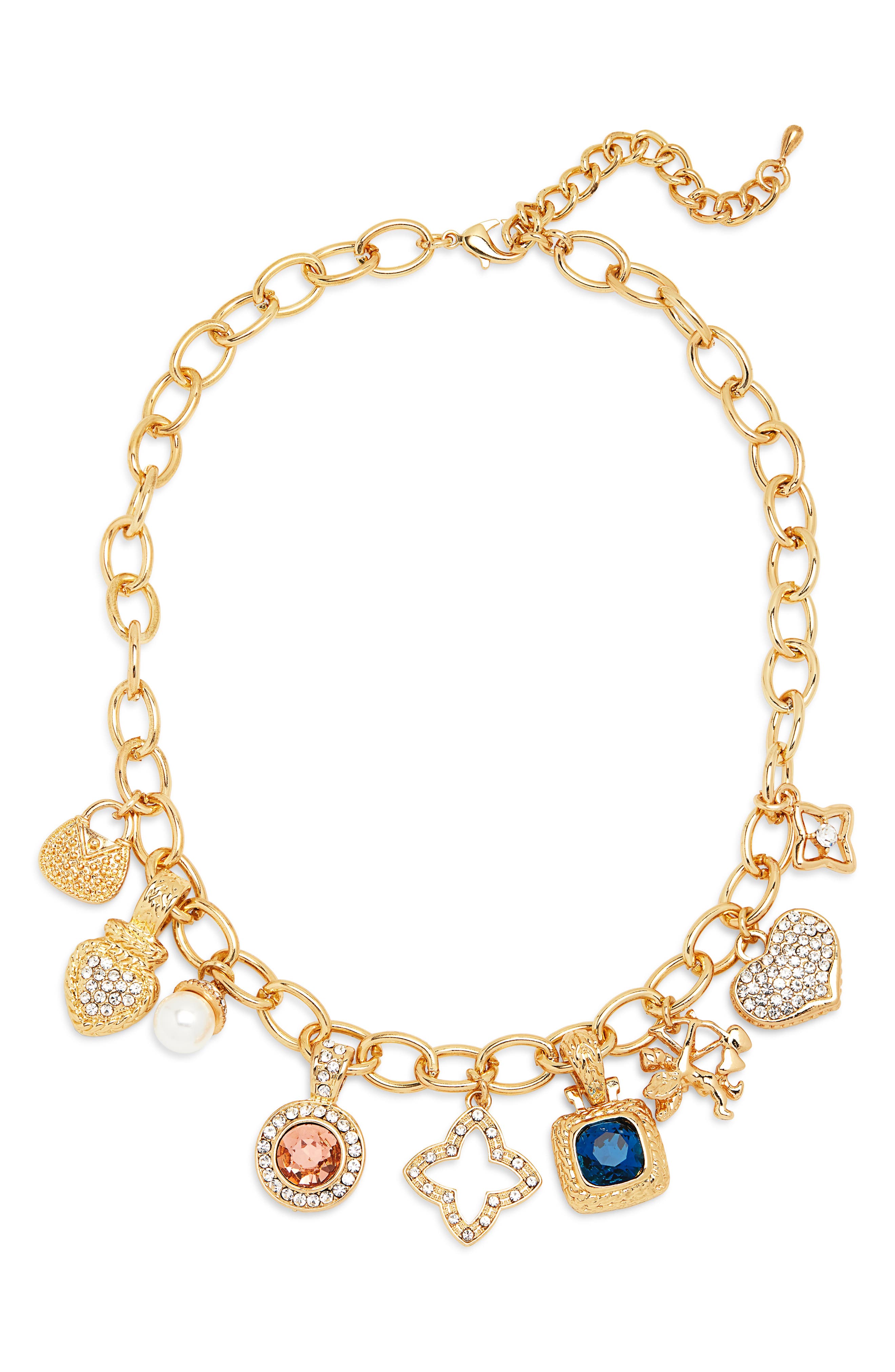 Cara Faux Pearl & Crystal Charm Necklace | Nordstromrack