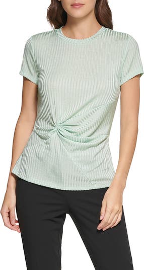 DKNY Side Knot Rib Knit Top | Nordstromrack