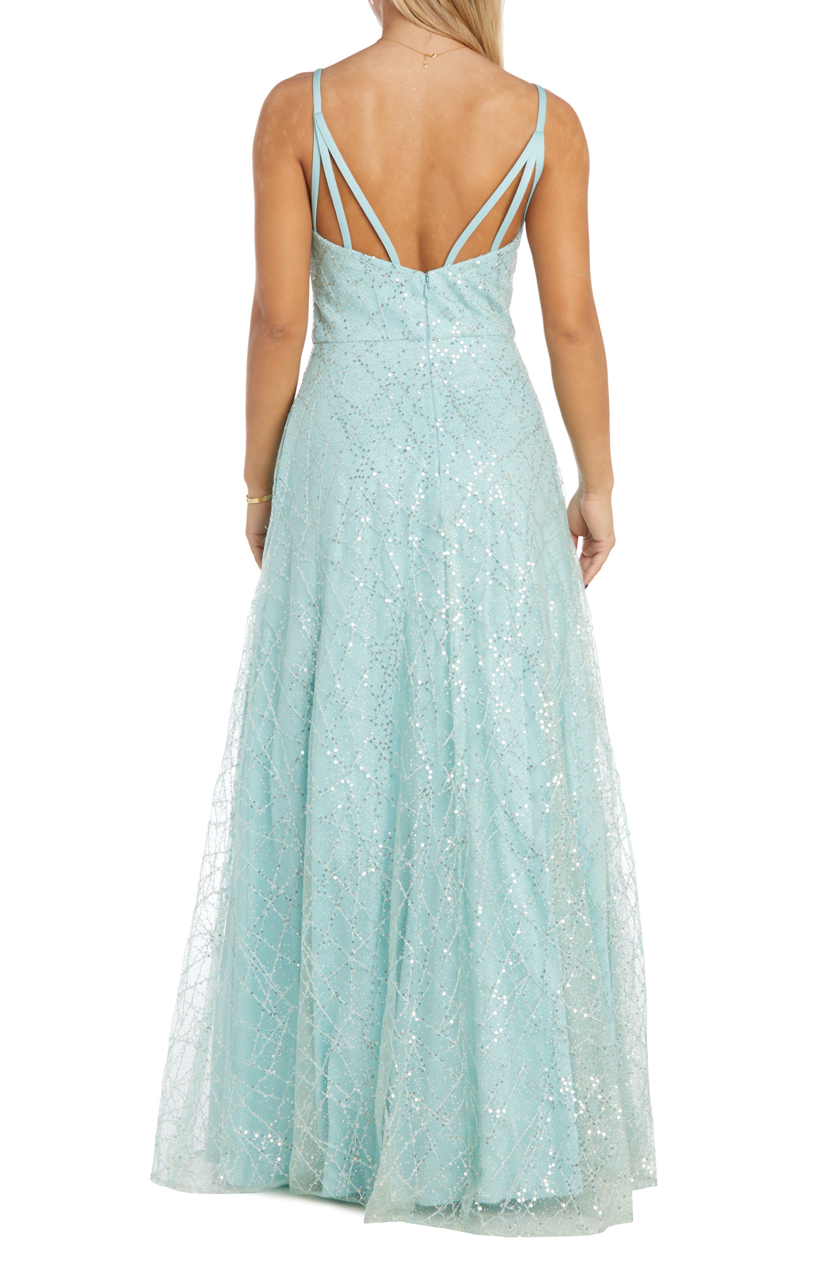 Morgan & Co. Square Neck Sequin A-Line Gown | Nordstromrack