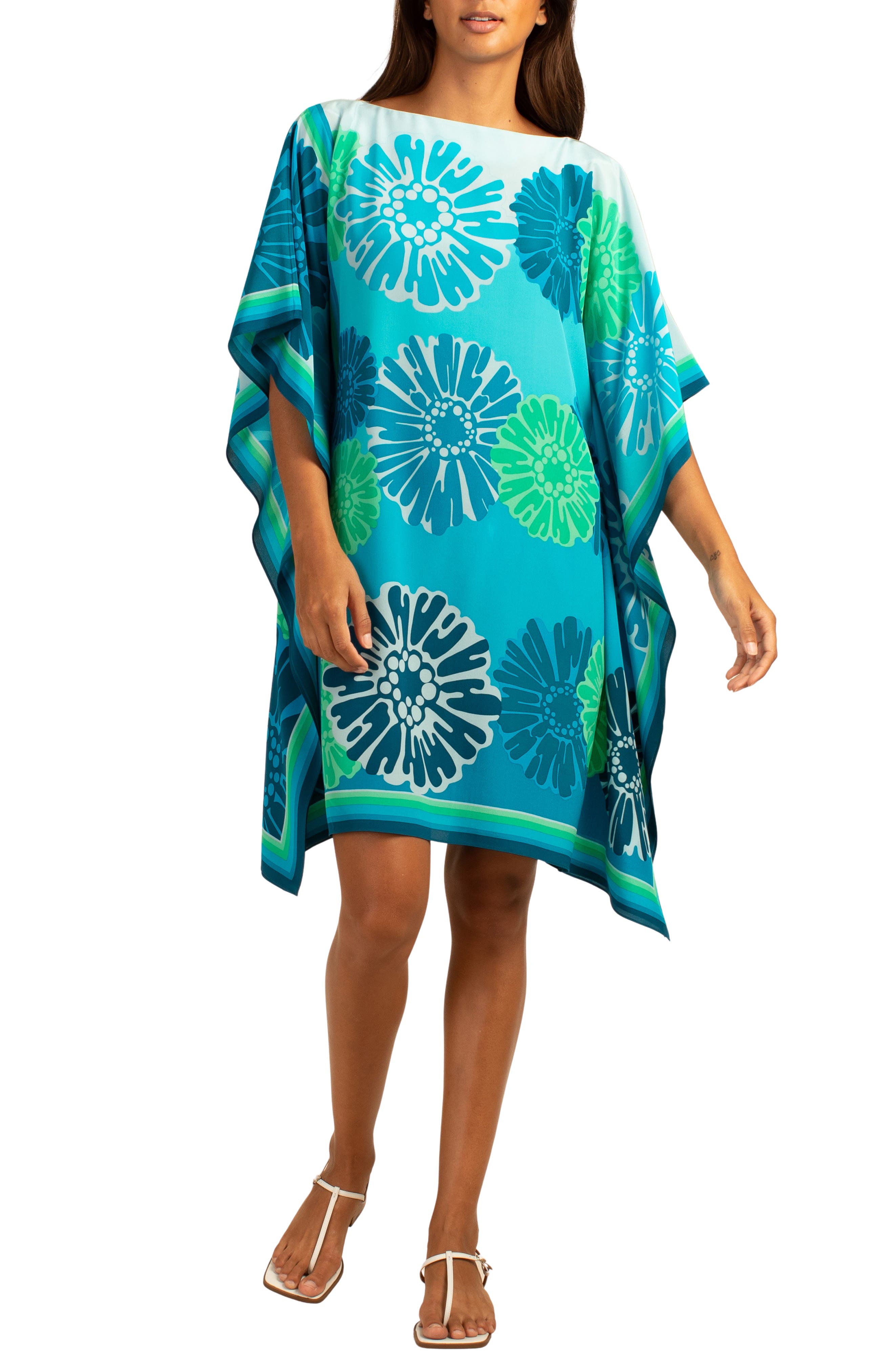 Trina Turk Theodora Short Silk Caftan Dress | Nordstromrack