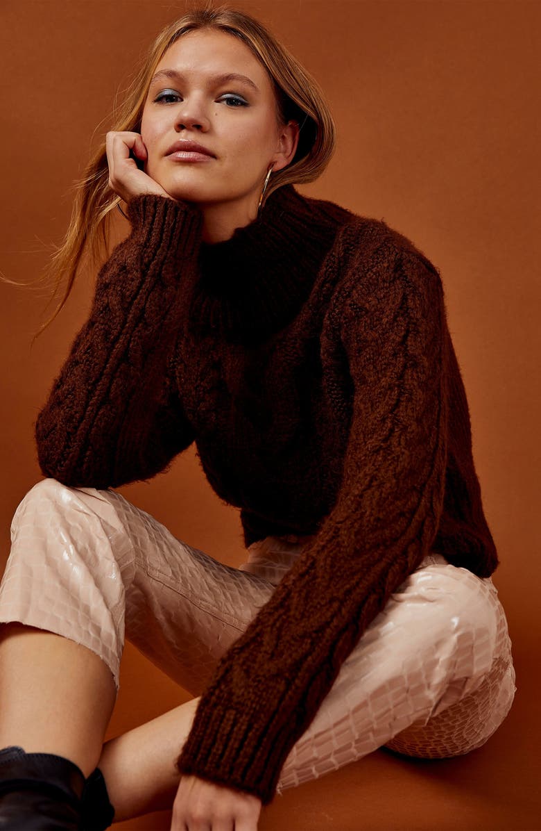 Topshop Cable Roll Crop Sweater | Nordstromrack
