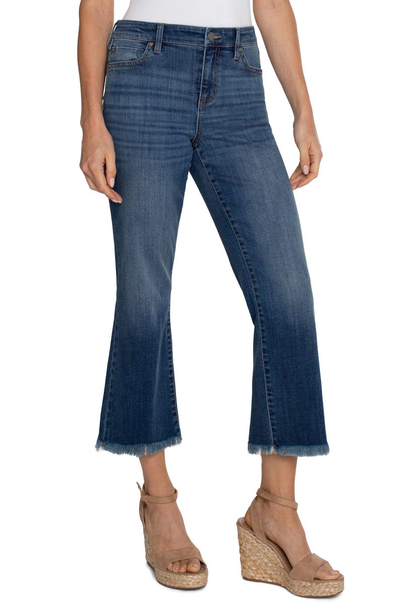 Liverpool Los Angeles Hannah Frayed Crop Flare Jeans | Nordstrom