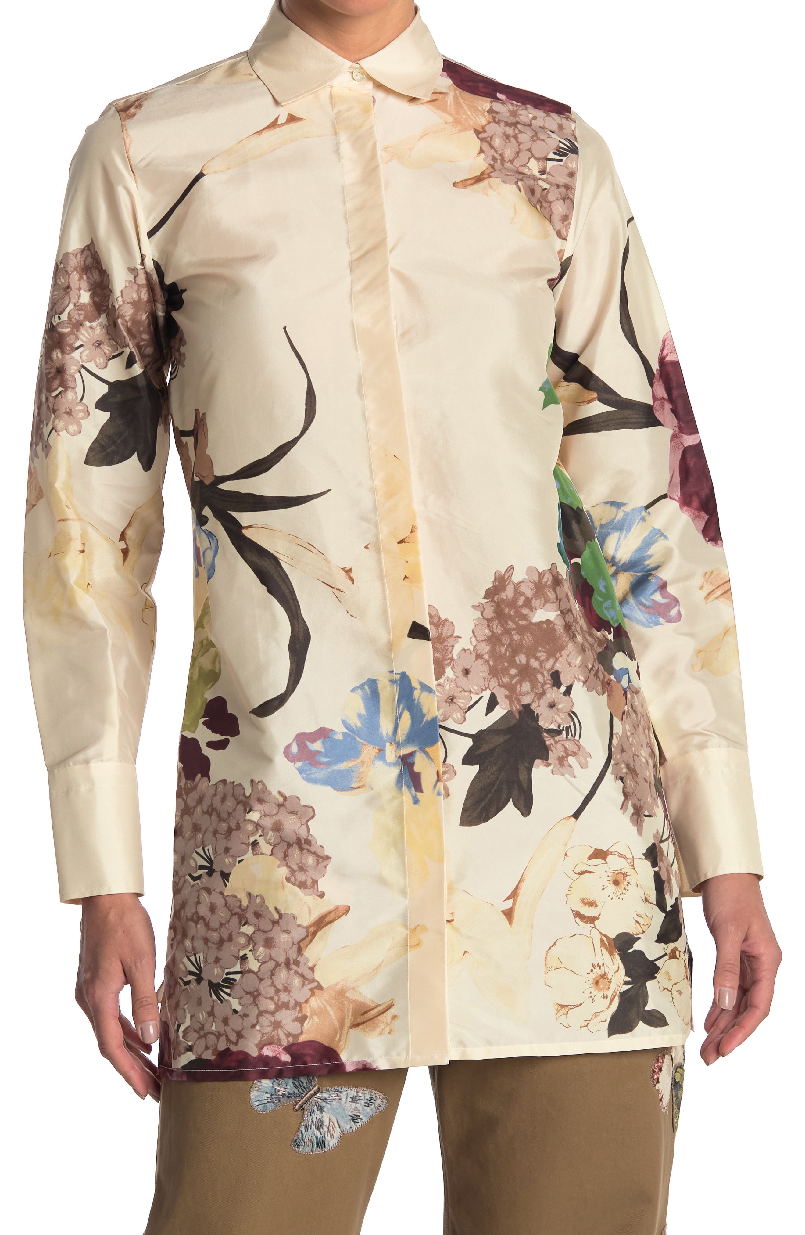 Valentino Floral Print Silk Blouse | Nordstromrack