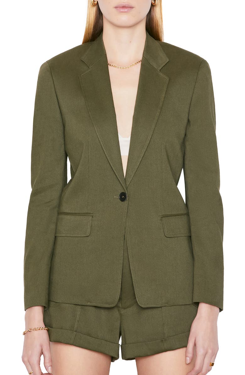 FRAME Linen Blend One-Button Blazer | Nordstrom