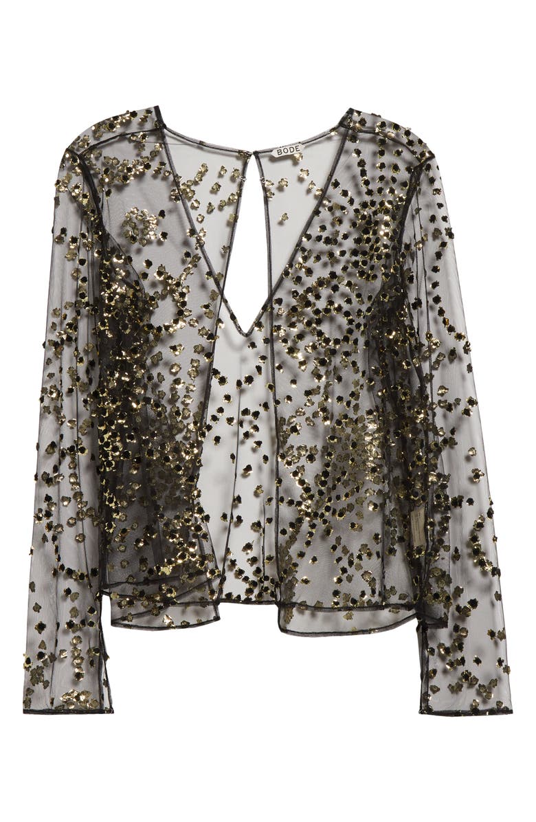 Bode Fête Foiled Sheer Top | Nordstromrack