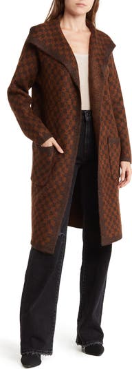 MAX STUDIO Long Check Front Pocket Cardigan | Nordstromrack