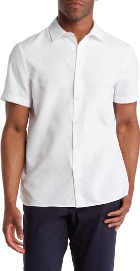 Perry Ellis Chicken Foot Print Short Sleeve Button-Up Shirt | Nordstromrack
