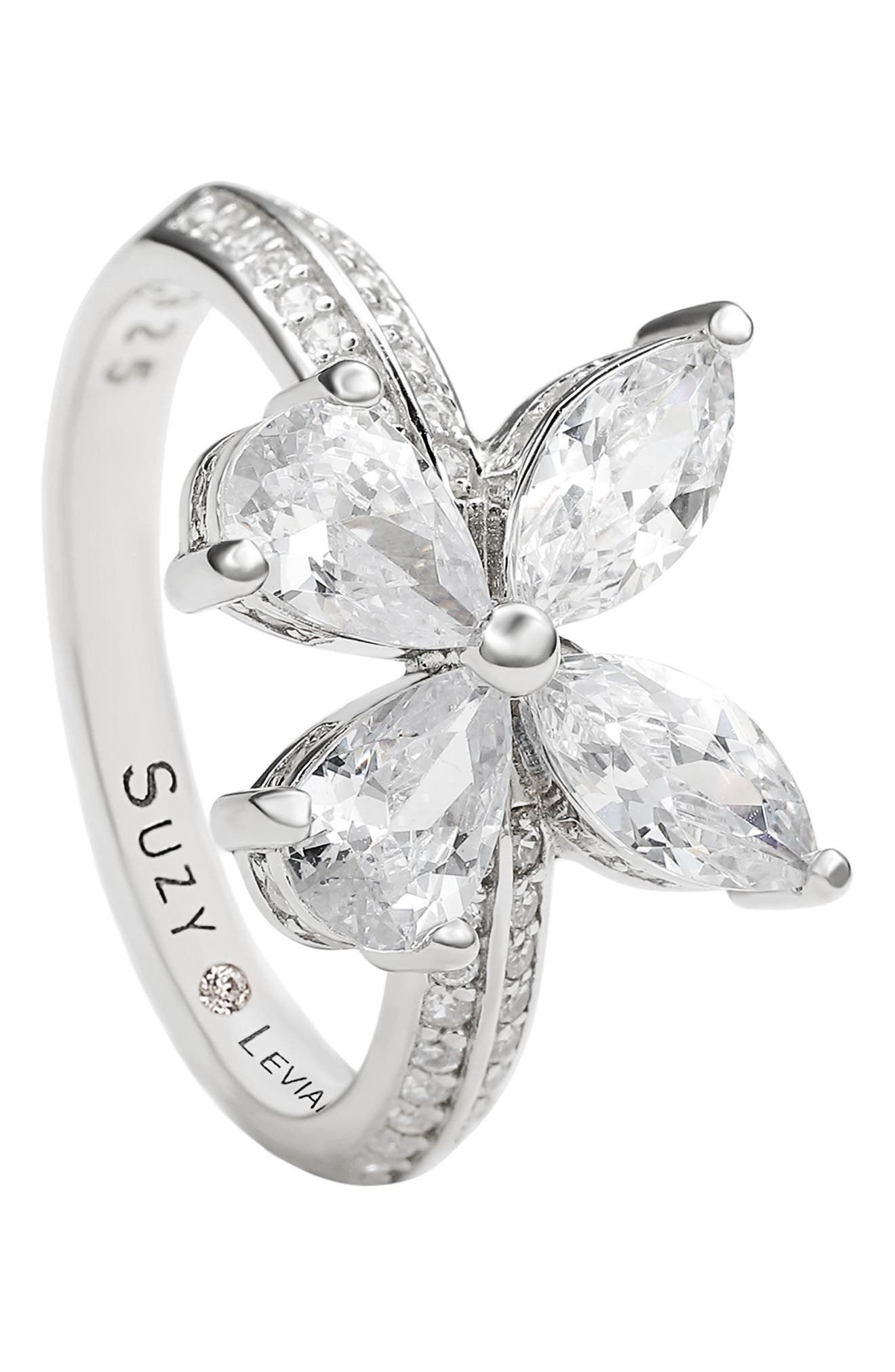 SUZY LEVIAN Sterling Silver & CZ White Butterfly Ring | Nordstromrack