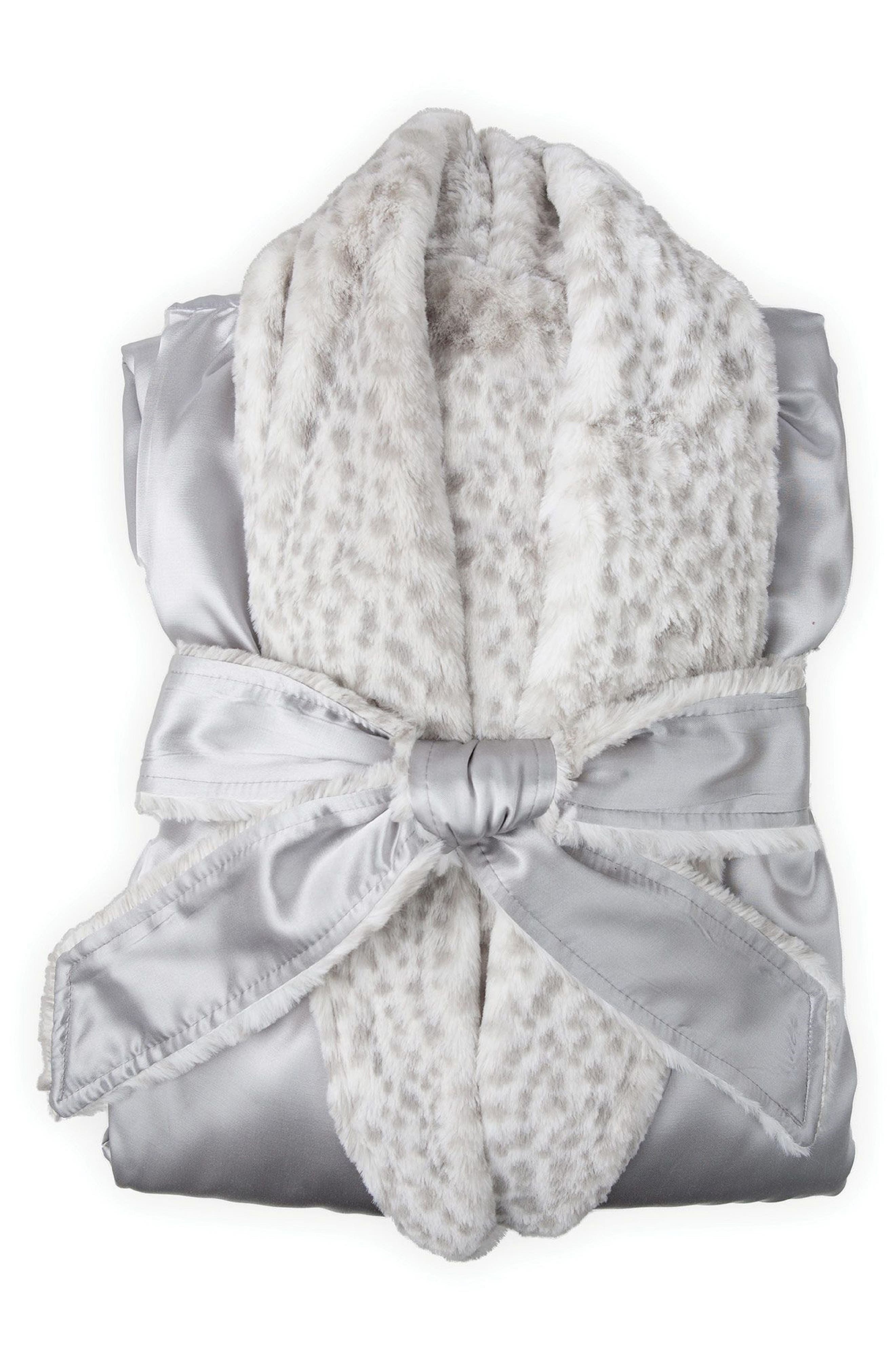 Giraffe at Home Luxe Leopard Faux Fur & Satin Robe | Nordstrom