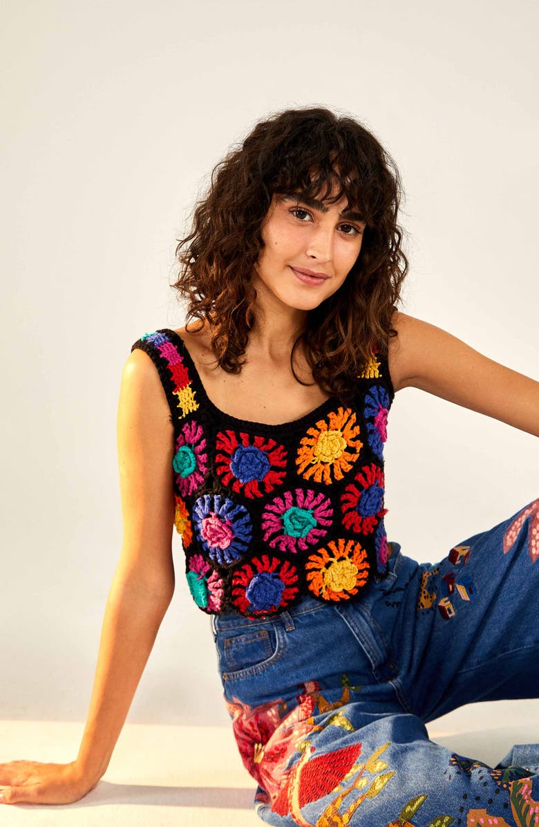 FARM Rio Floral Crochet Crop Top | Nordstromrack