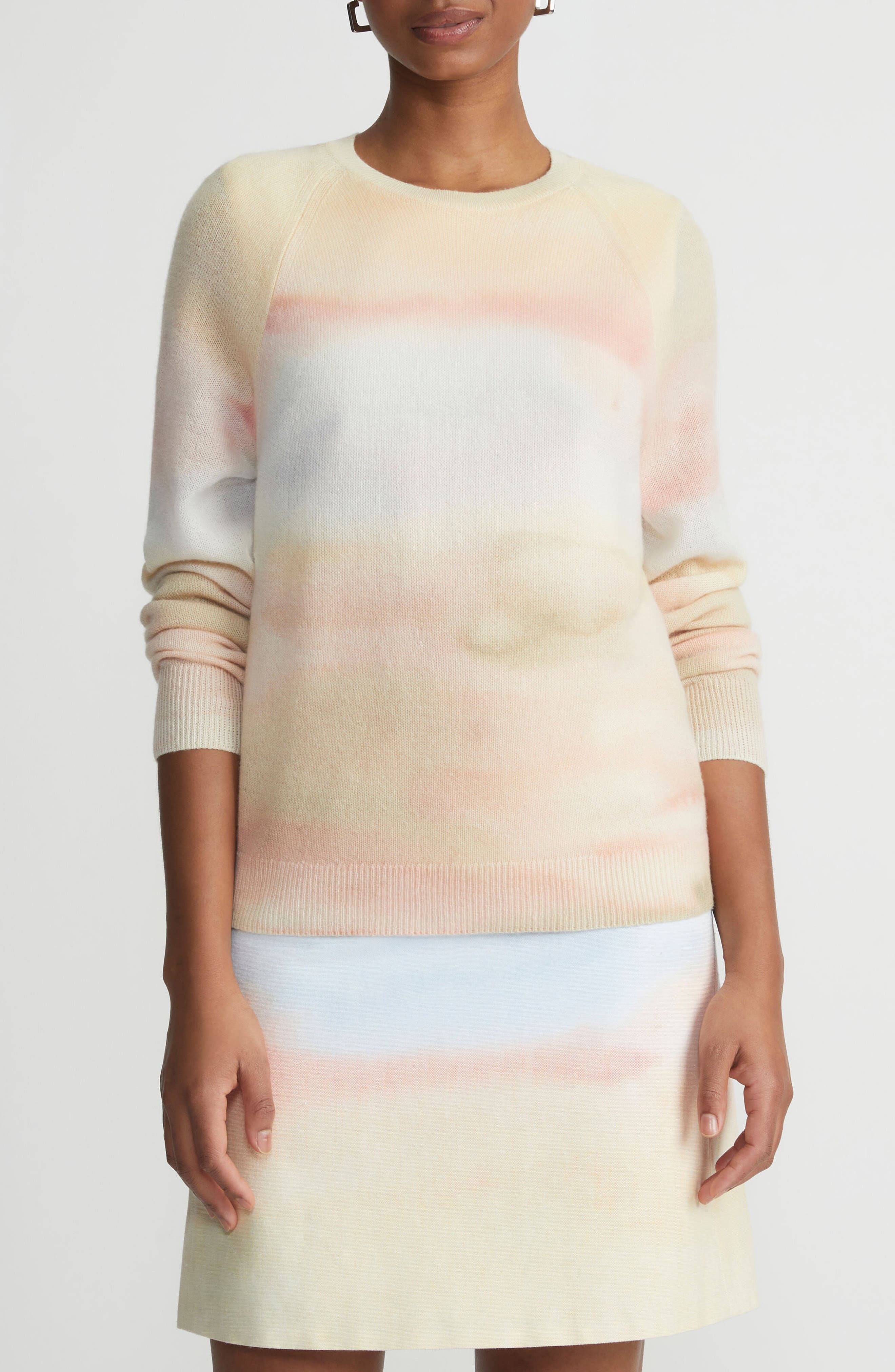 Lafayette 148 New York Horizon Print Raglan Sleeve Cashmere Sweater ...