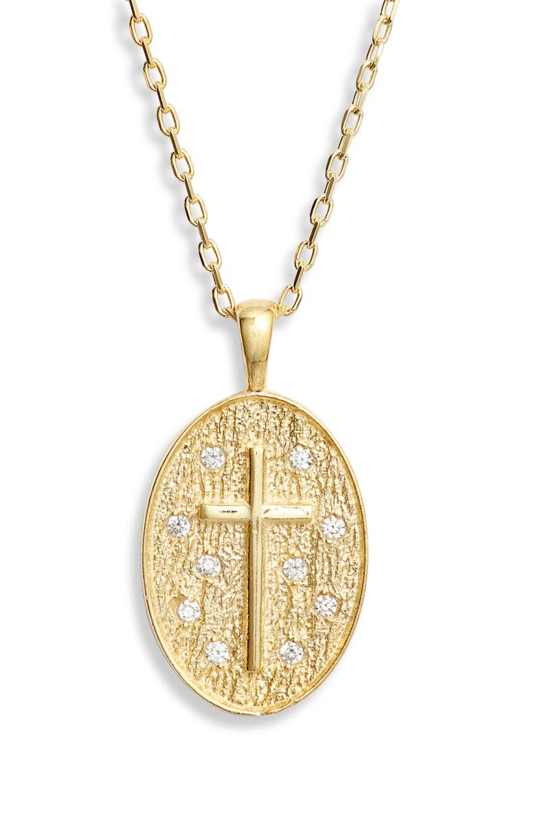 Argento Vivo Sterling Silver Oval Cross Medallion Pendant Necklace ...