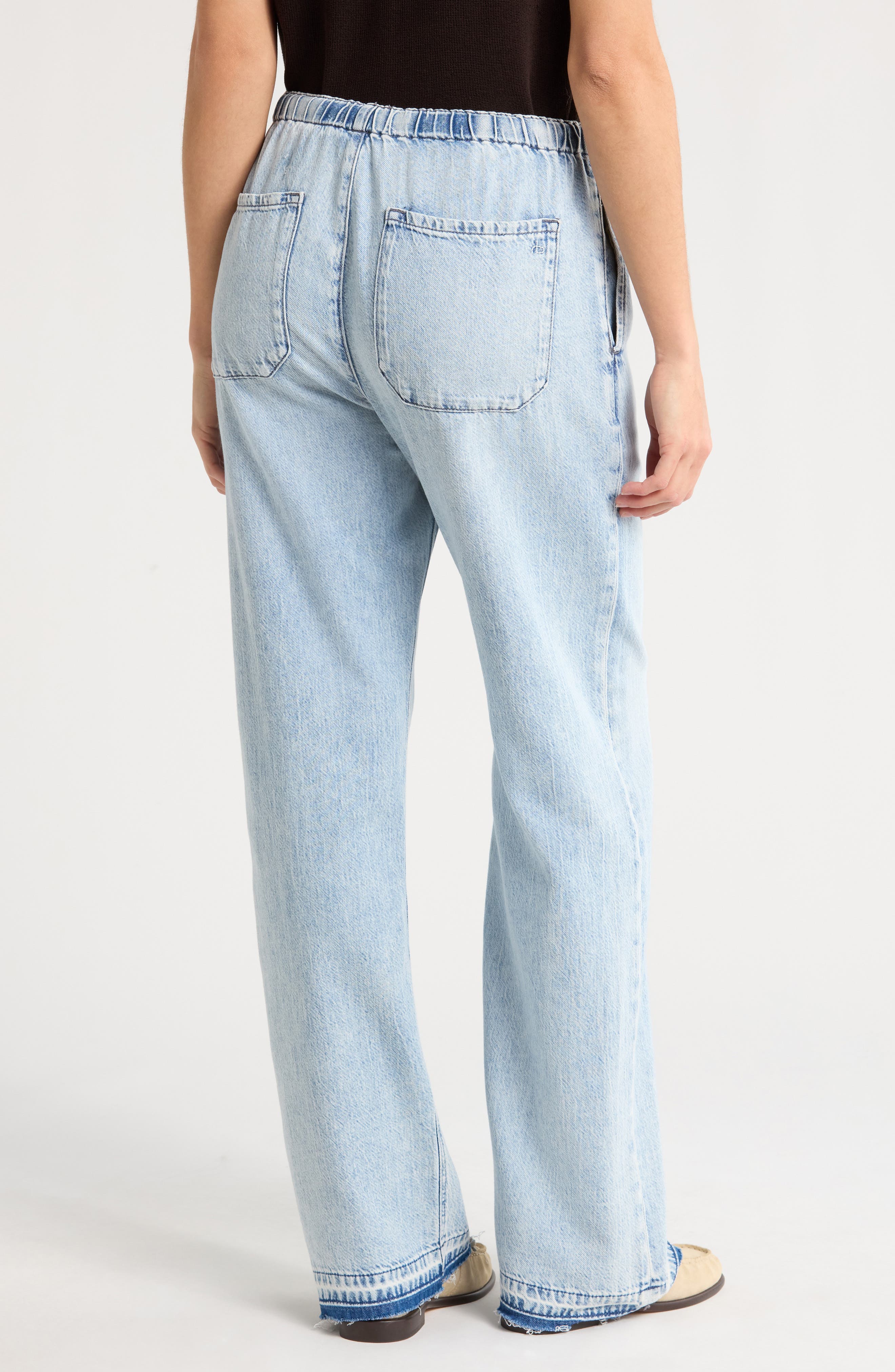 rag & bone Ultra Featherweight Logan Release Hem Wide Leg Pull-On Denim ...