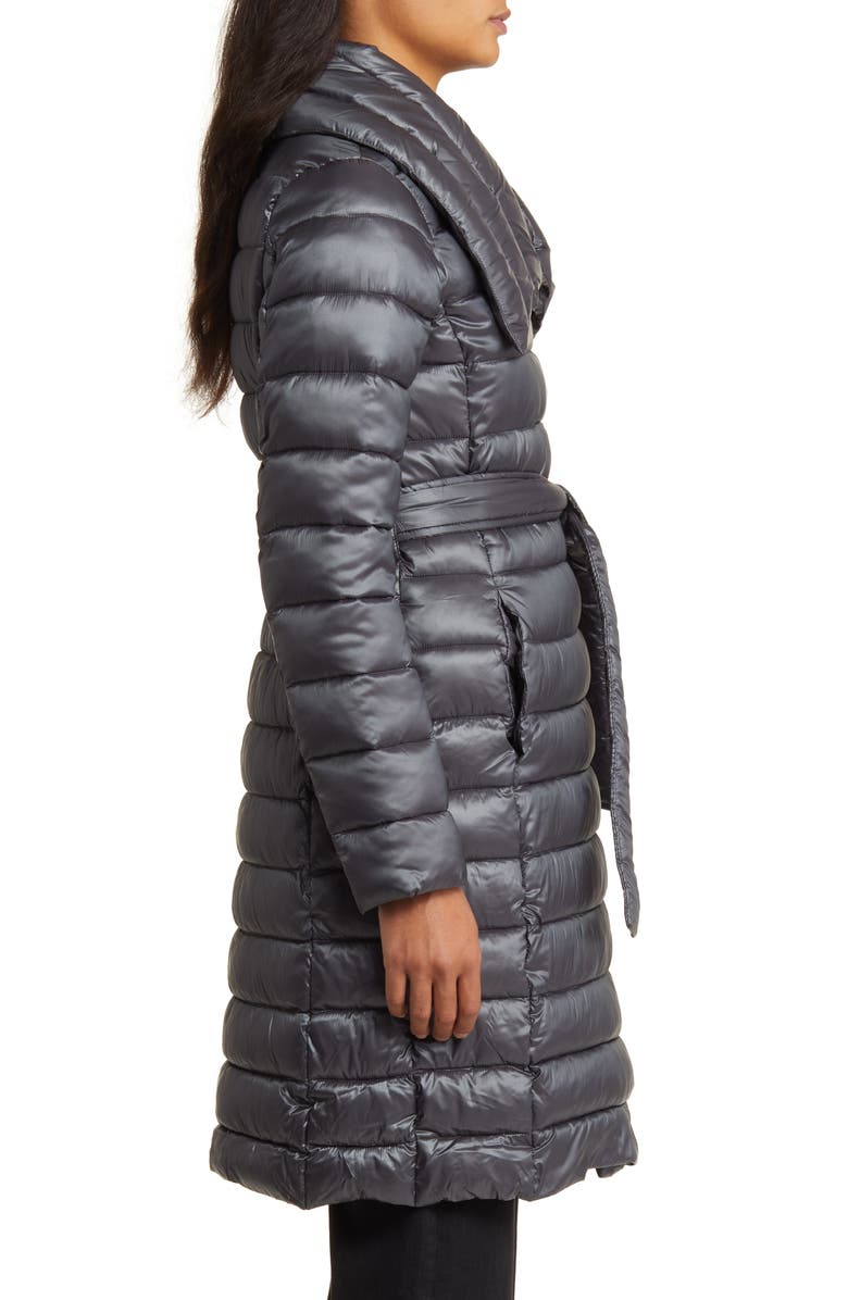 Via Spiga Asymmetric Belted Puffer Coat | Nordstrom